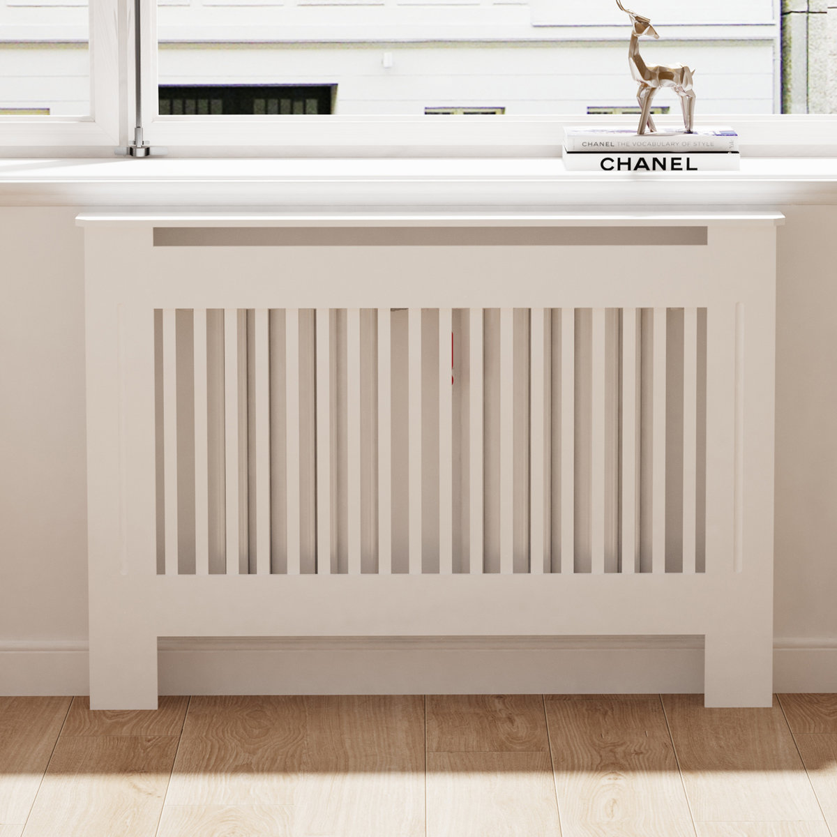 LUVODI Tall Vertical Slats Radiator Cover Wood Cabinet Modern Radiators ...