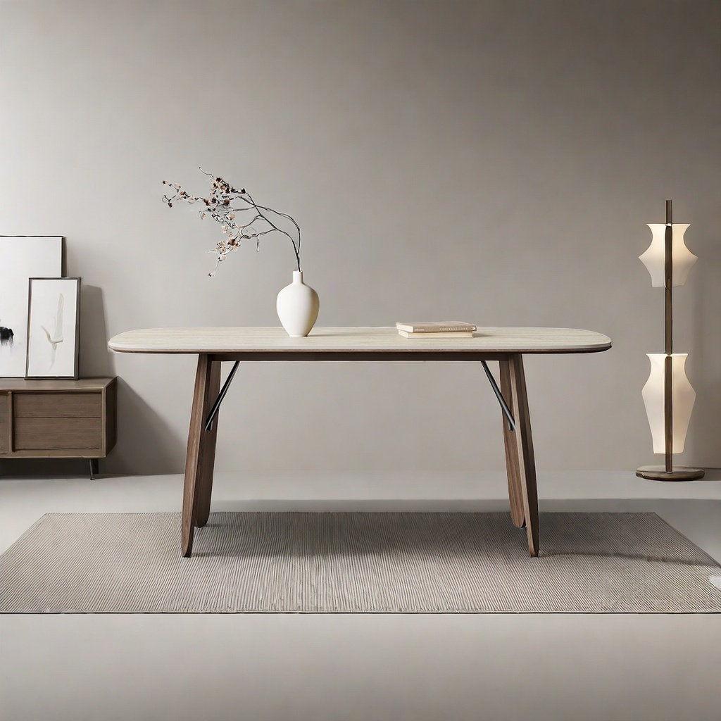 A Zoetic Home Modern Solid Wood & Marble Dining Table | Wayfair