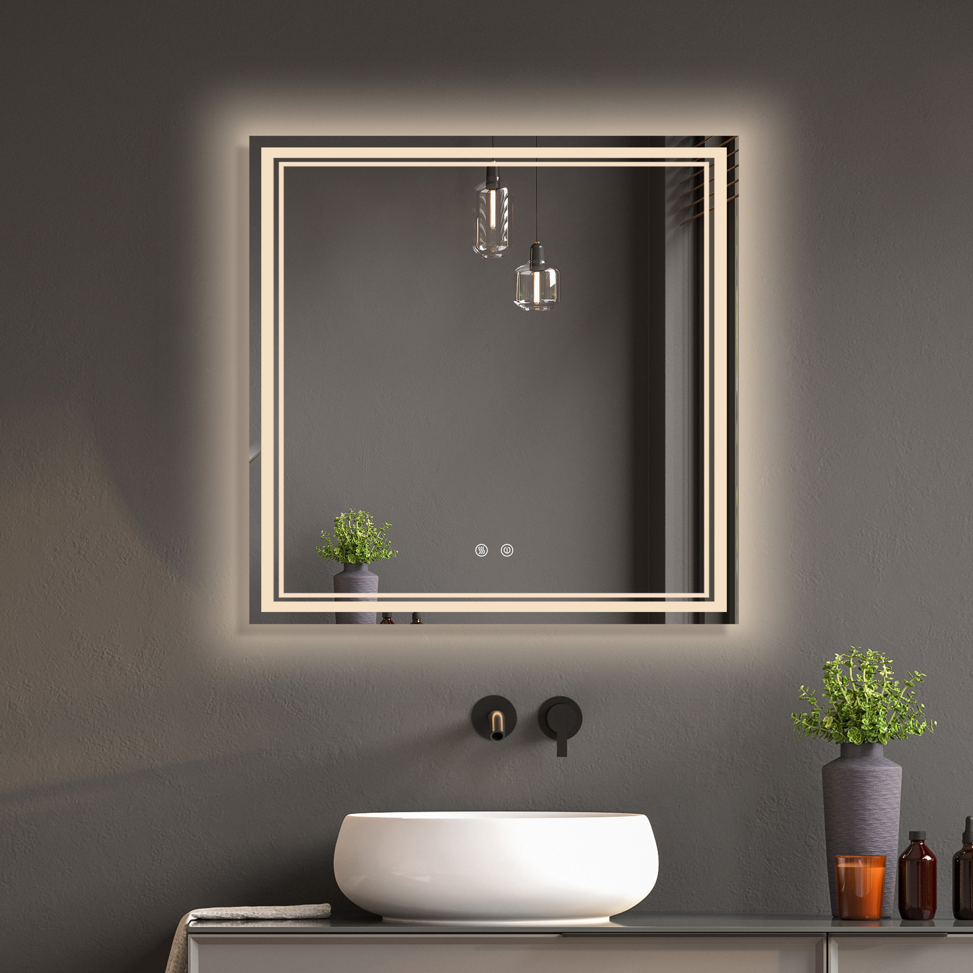 Ivy Bronx Giuseppino LED Lighted Frameless Wall-mounted Bathroom Vanity ...