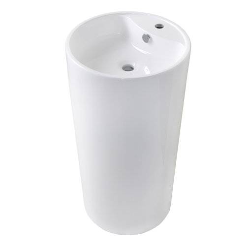 StreamlineBath Streamline Resin Circular Pedestal Bathroom Sink with ...