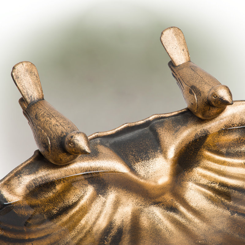 August Grove® Ringler 2 Birds Birdbath & Reviews | Wayfair