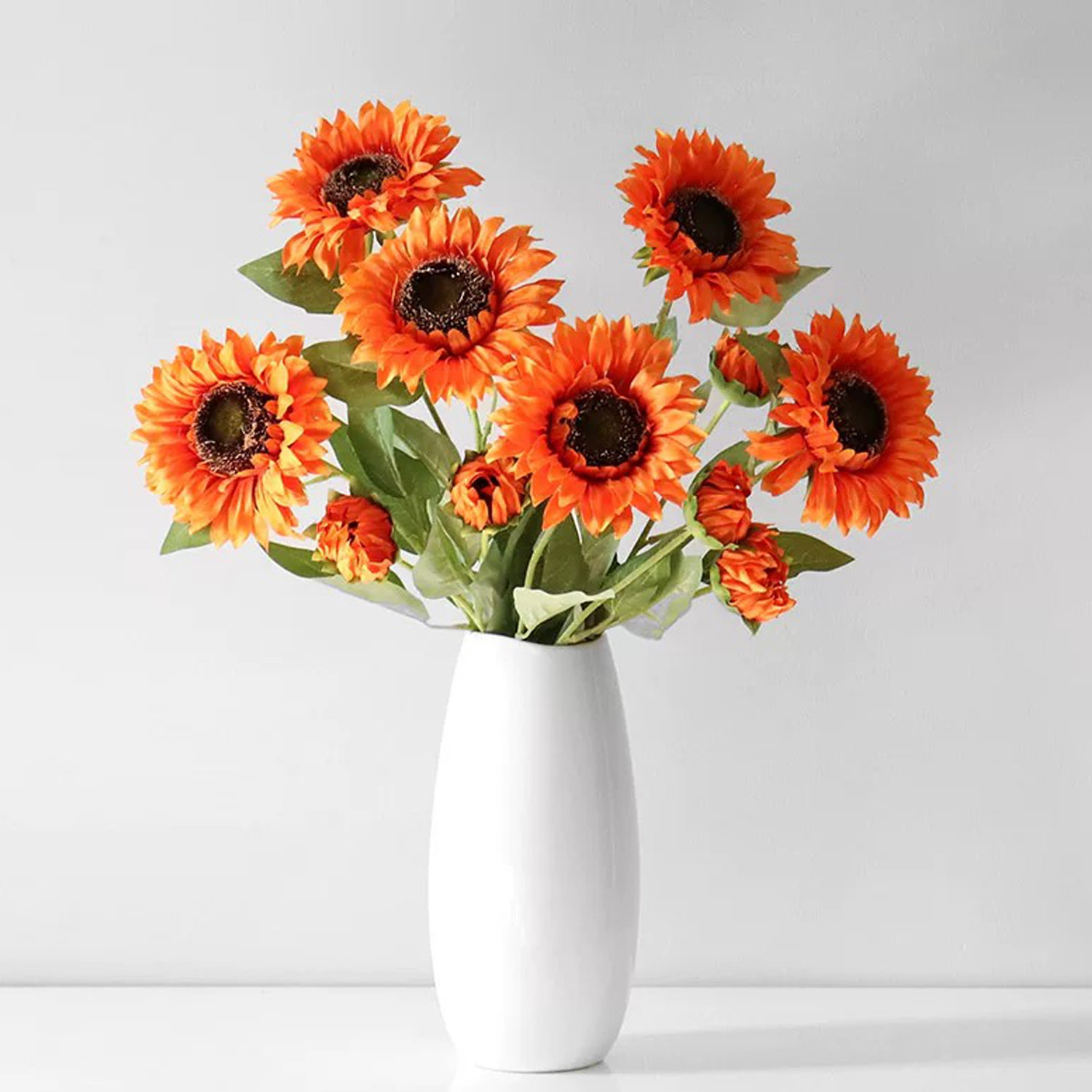 Gracie Oaks Fake Sunflowers,6Pcs Artificial Red Sunflowers,Sun Flowers ...