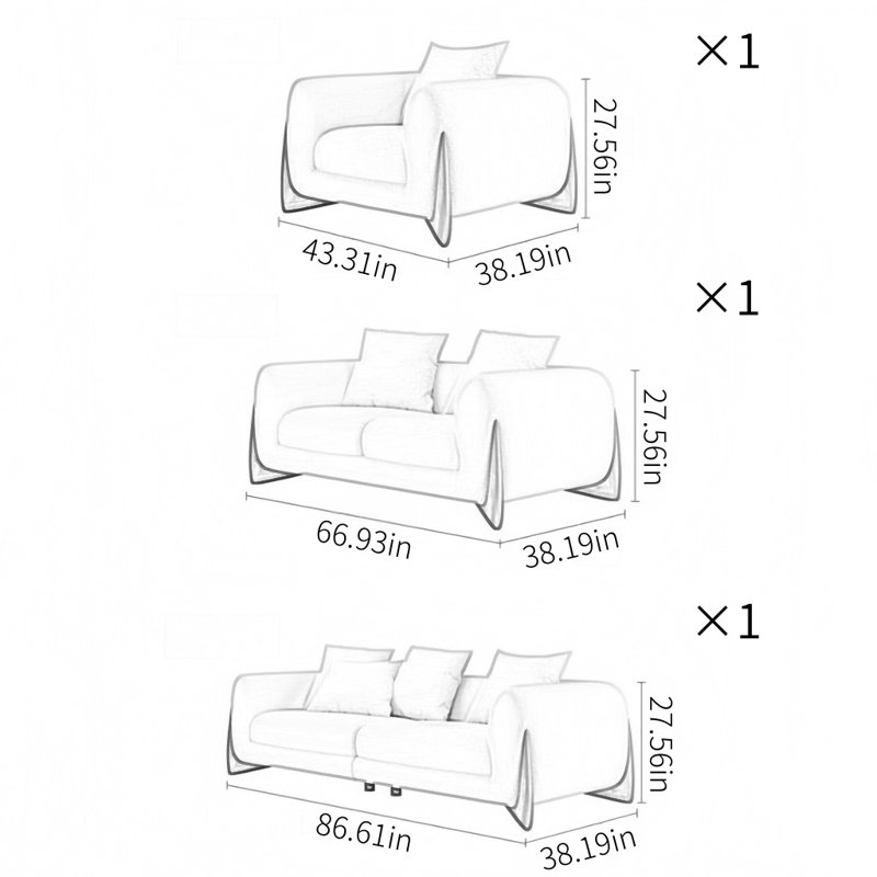 Danbenla design Simple Cream Style White Sofa Combination | Wayfair