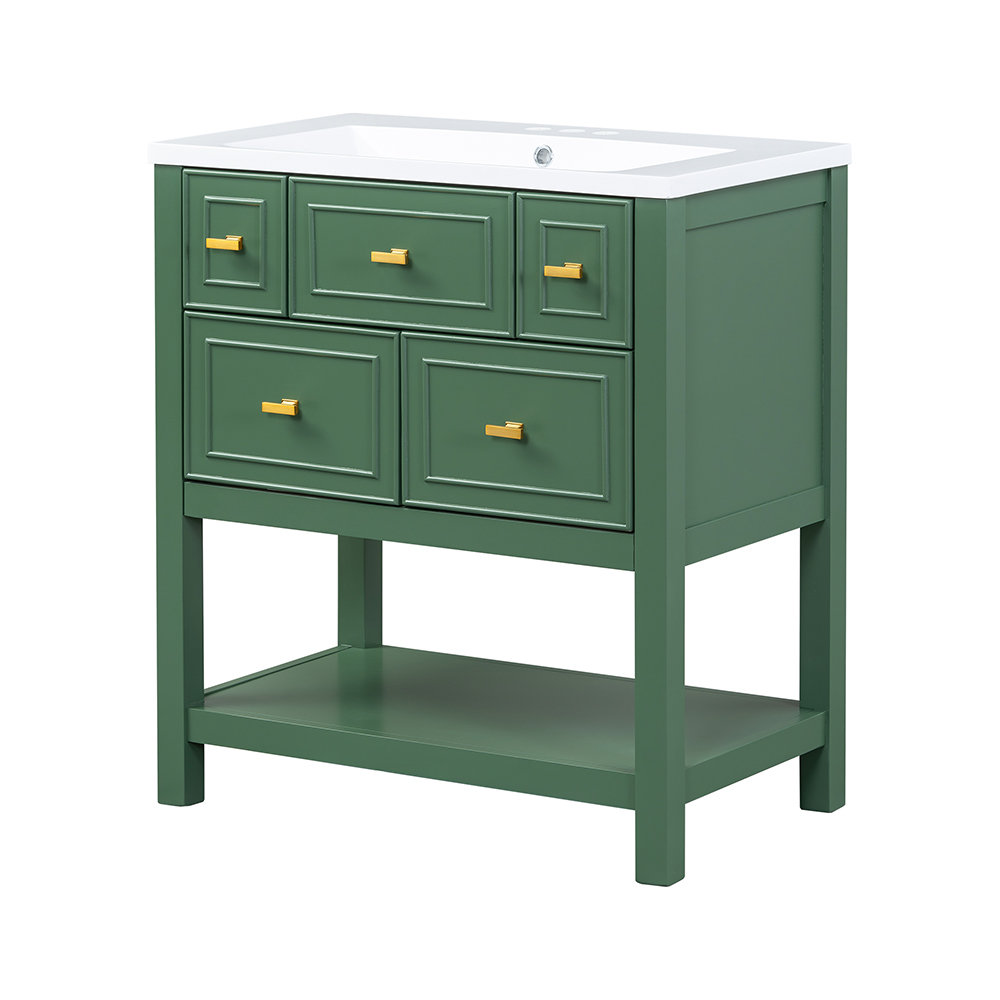 Winston Porter Bathroom Vanity with Resin Sink Combo Free Standing ...