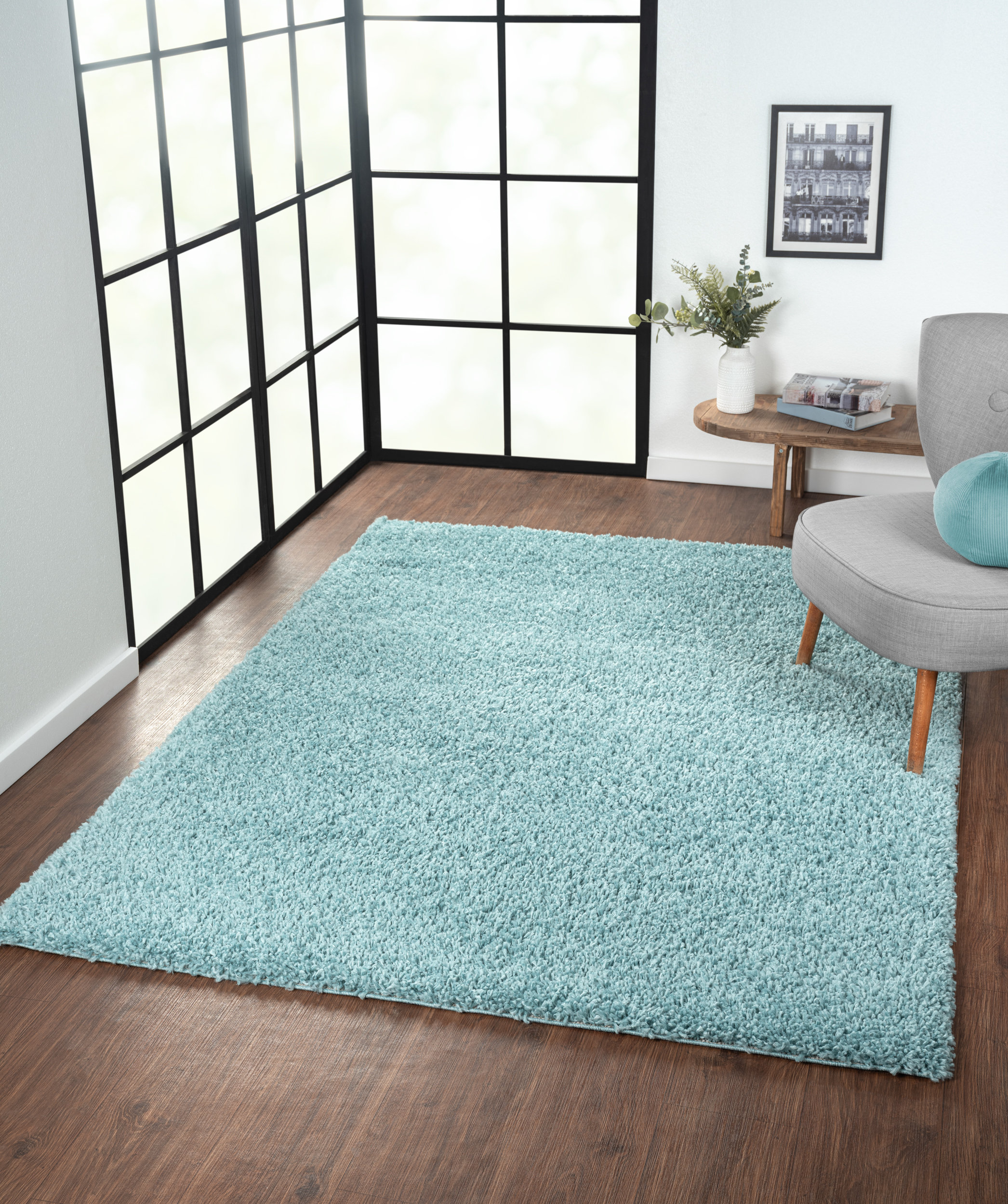 17 Stories Shaggy Lush light blue Rug & Reviews | Wayfair.co.uk