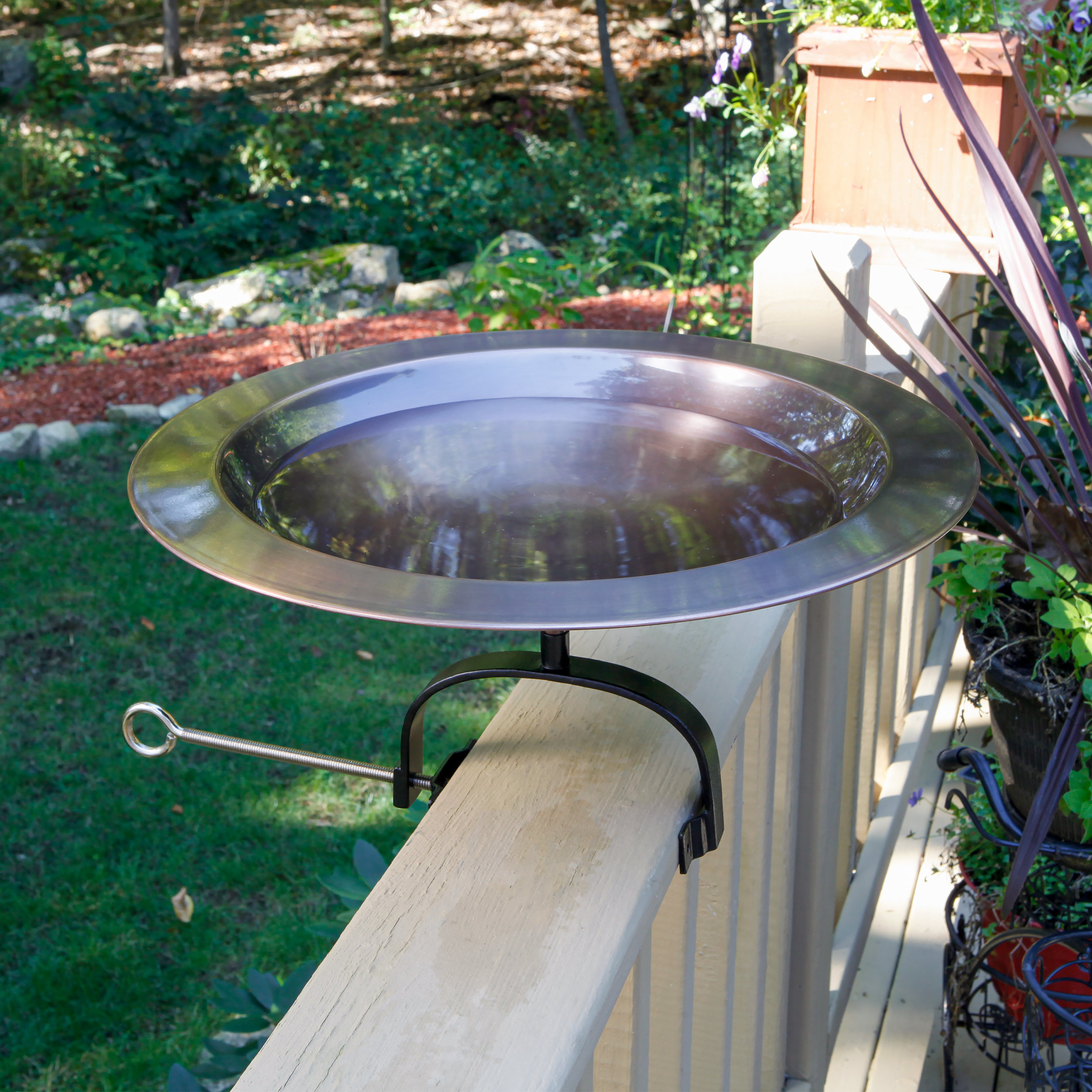 Freeport Park® 18" Classic Copper Birdbath With Over Rail Bracket ...