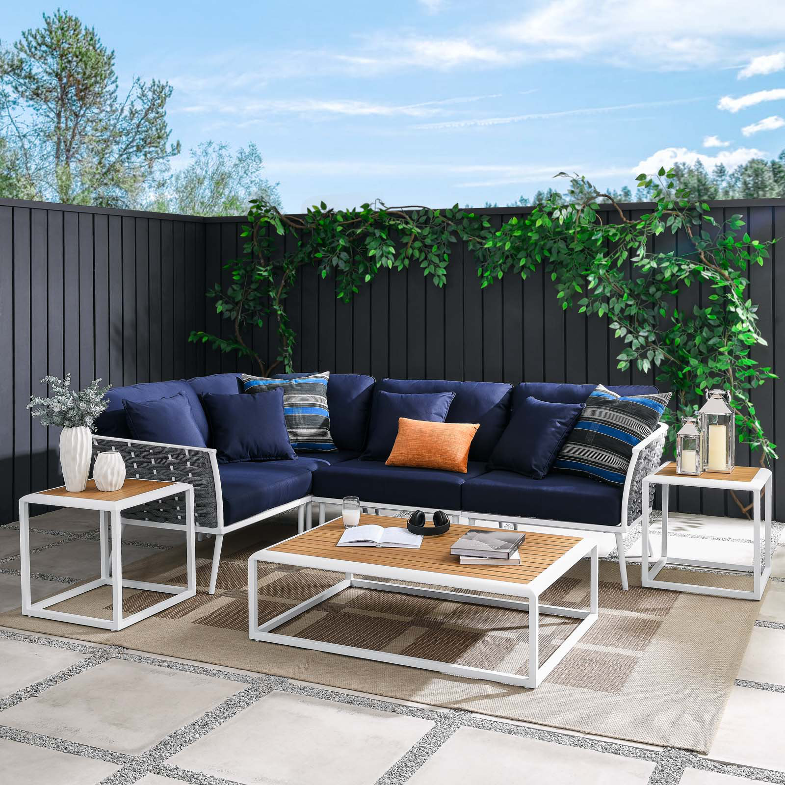 Modway Stance 7 Piece Outdoor Patio Aluminum Sectional Sofa Set | Wayfair