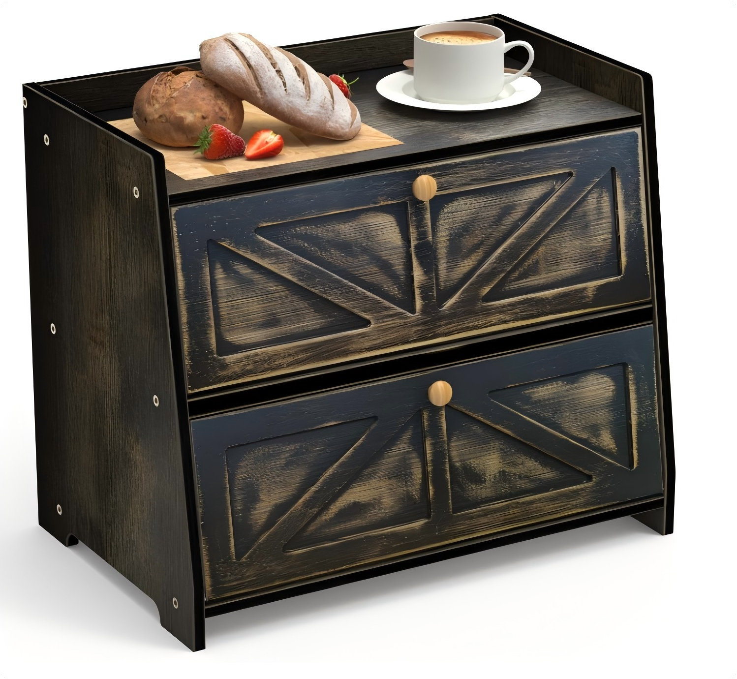 Rosalind Wheeler Vintage Double Layer Bread Box For Kitchen Countertop ...