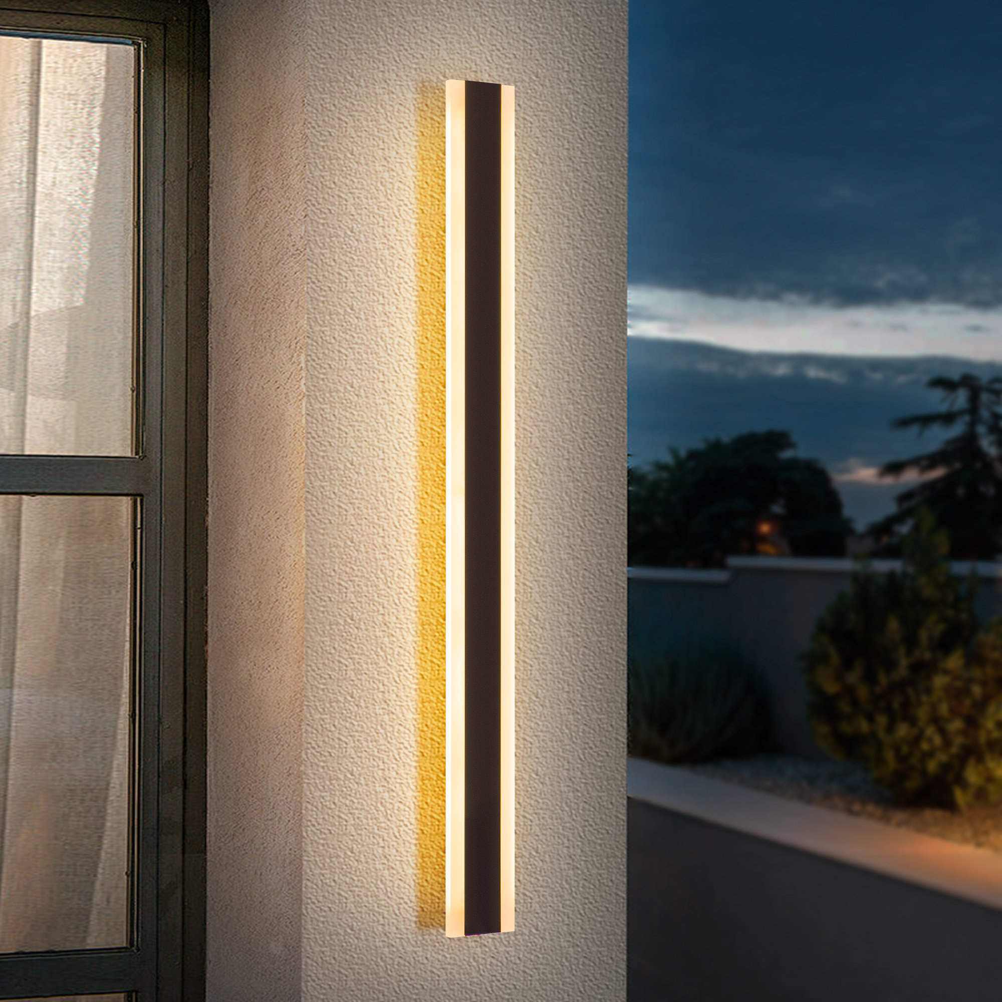 Ivy Bronx Barde Slender Sideway Outdoor Hardwired Bar Wall Sconce with ...