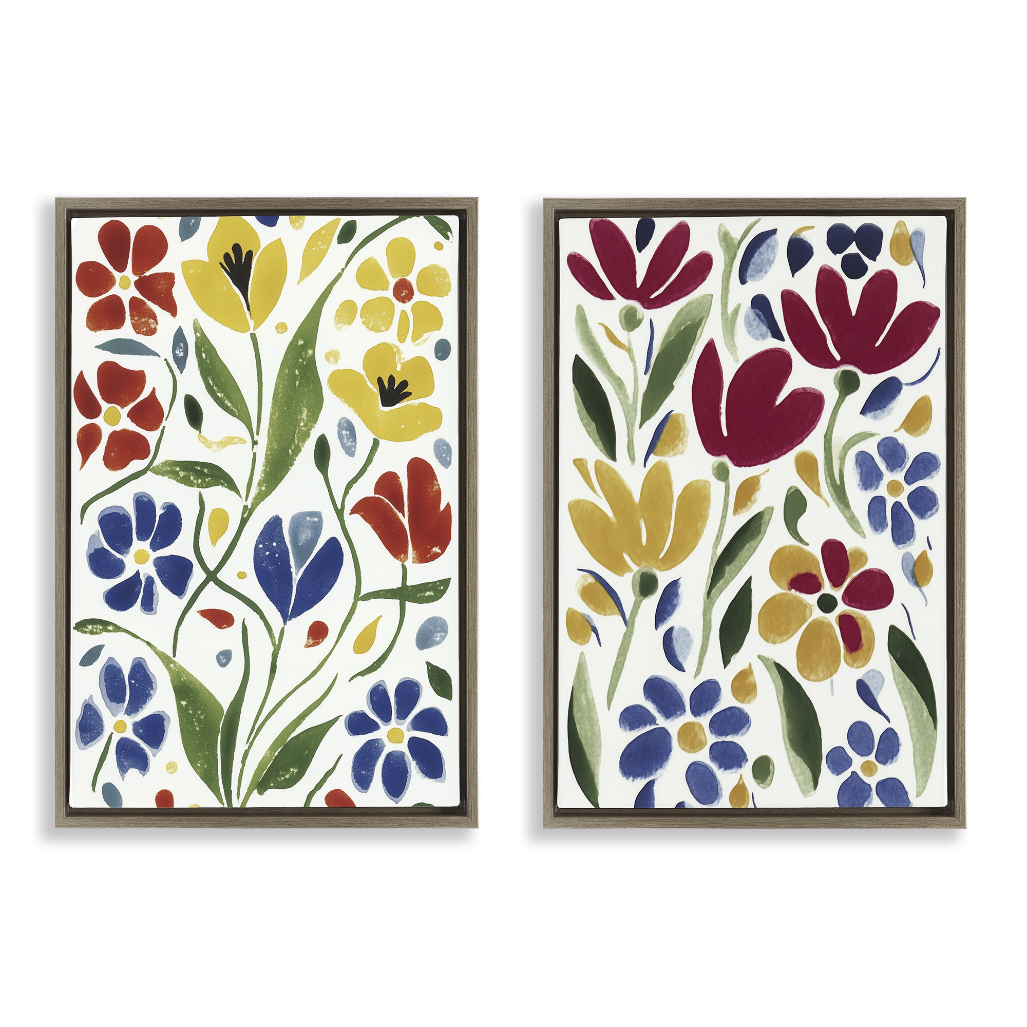 George Oliver Scandinavian Wild Flowers 2pc Floating Frame Set, design ...
