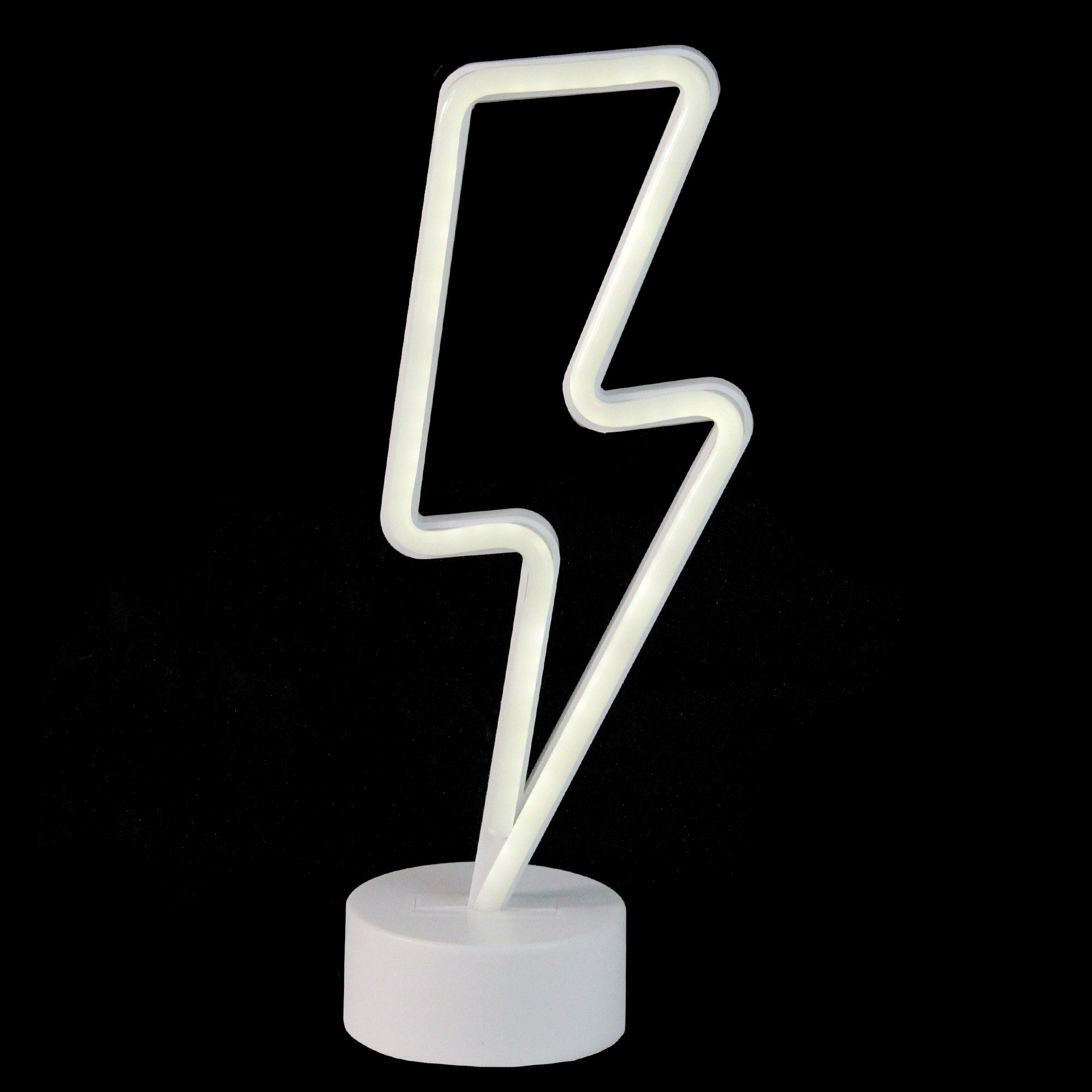 Trinx 11.5" White Battery Operated Neon Style LED Lightening Bolt Table ...