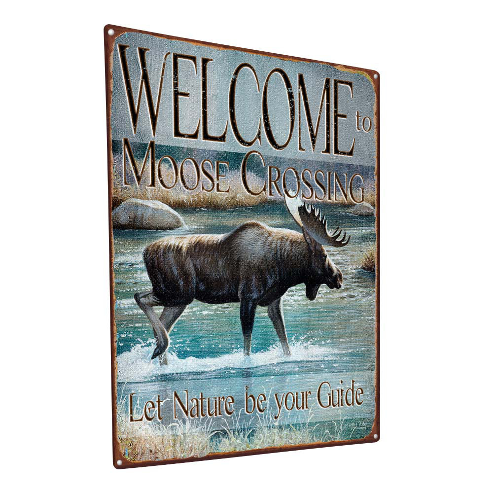 Homebody Accents Welcome to Moose Crossing - Unframed Print on Metal ...
