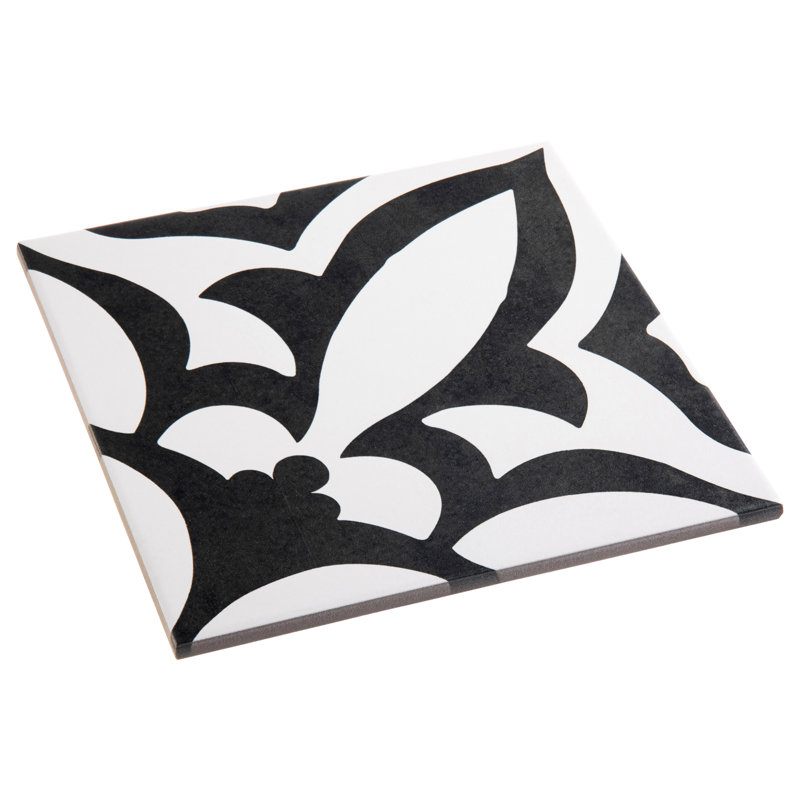 Andova Luv Ti'amo Black and White 8-in Encaustic Matte Porcelain Wall ...