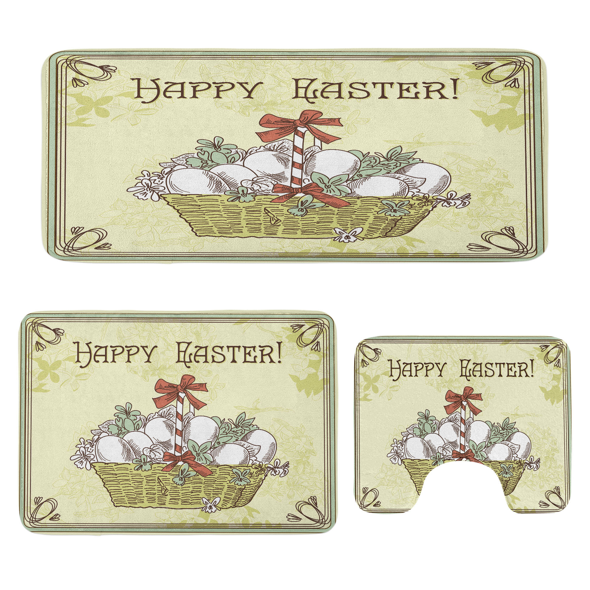 The Holiday Aisle® Easter Bathroom Rug Set 3 Pieces U-Shape & Rectangle ...