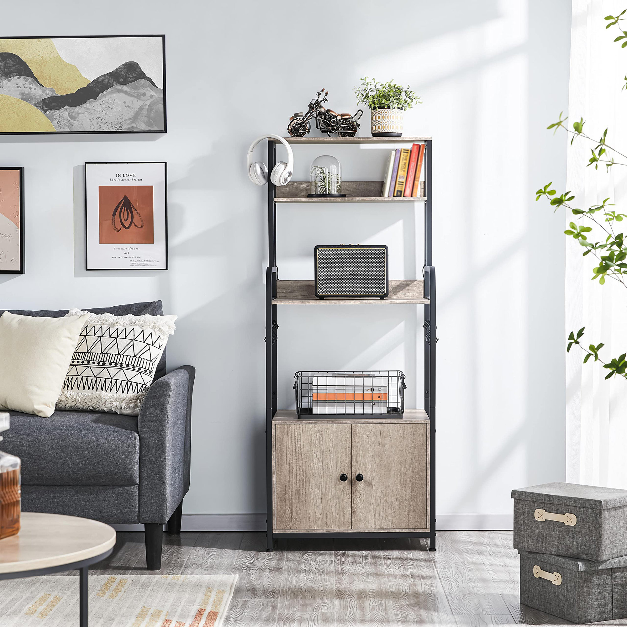 17 Stories Royersford 24'' Metal Baker's Rack with Microwave ...