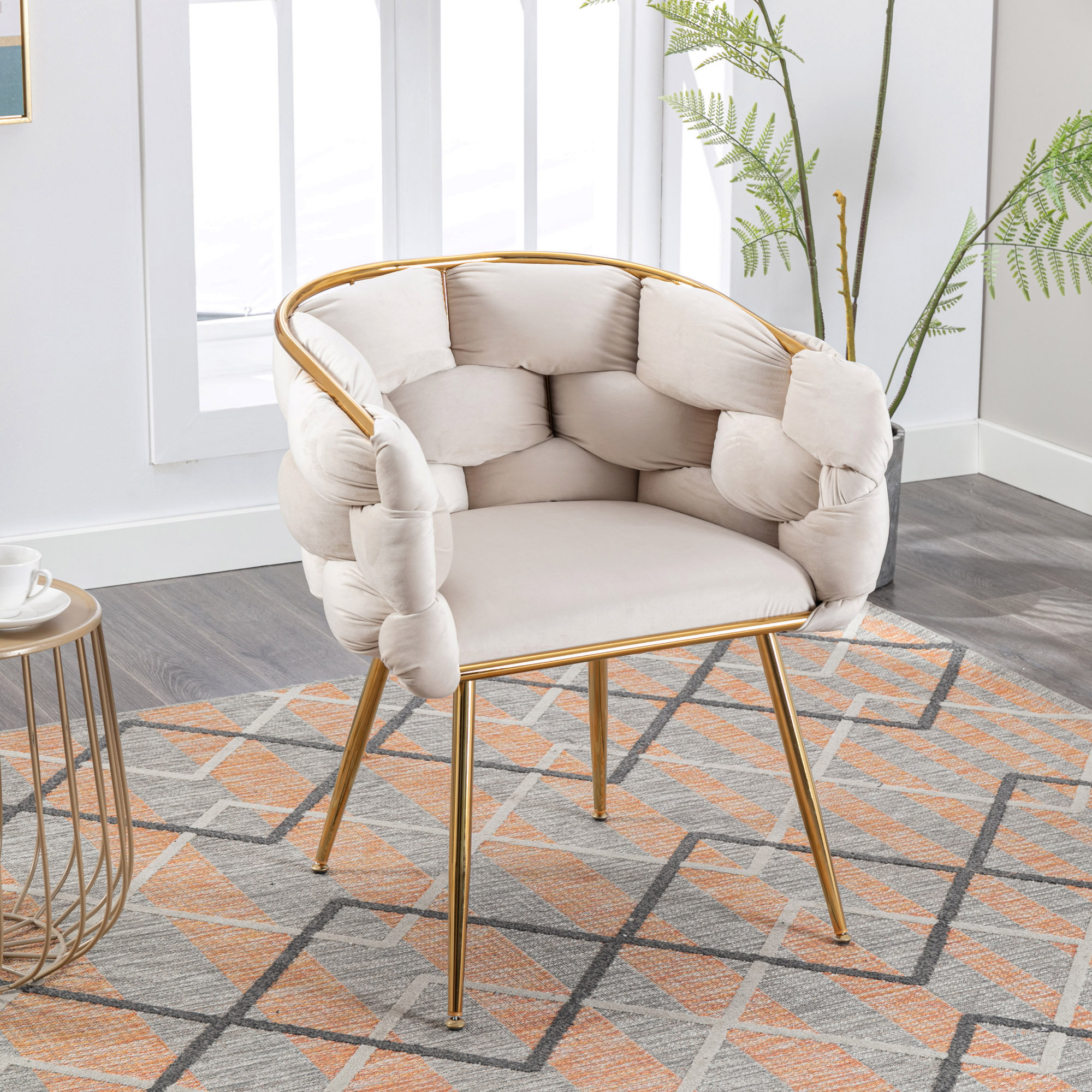 Mercer41 Modern Simple Leisure Velvet Single Sofa Chair for Bedroom ...