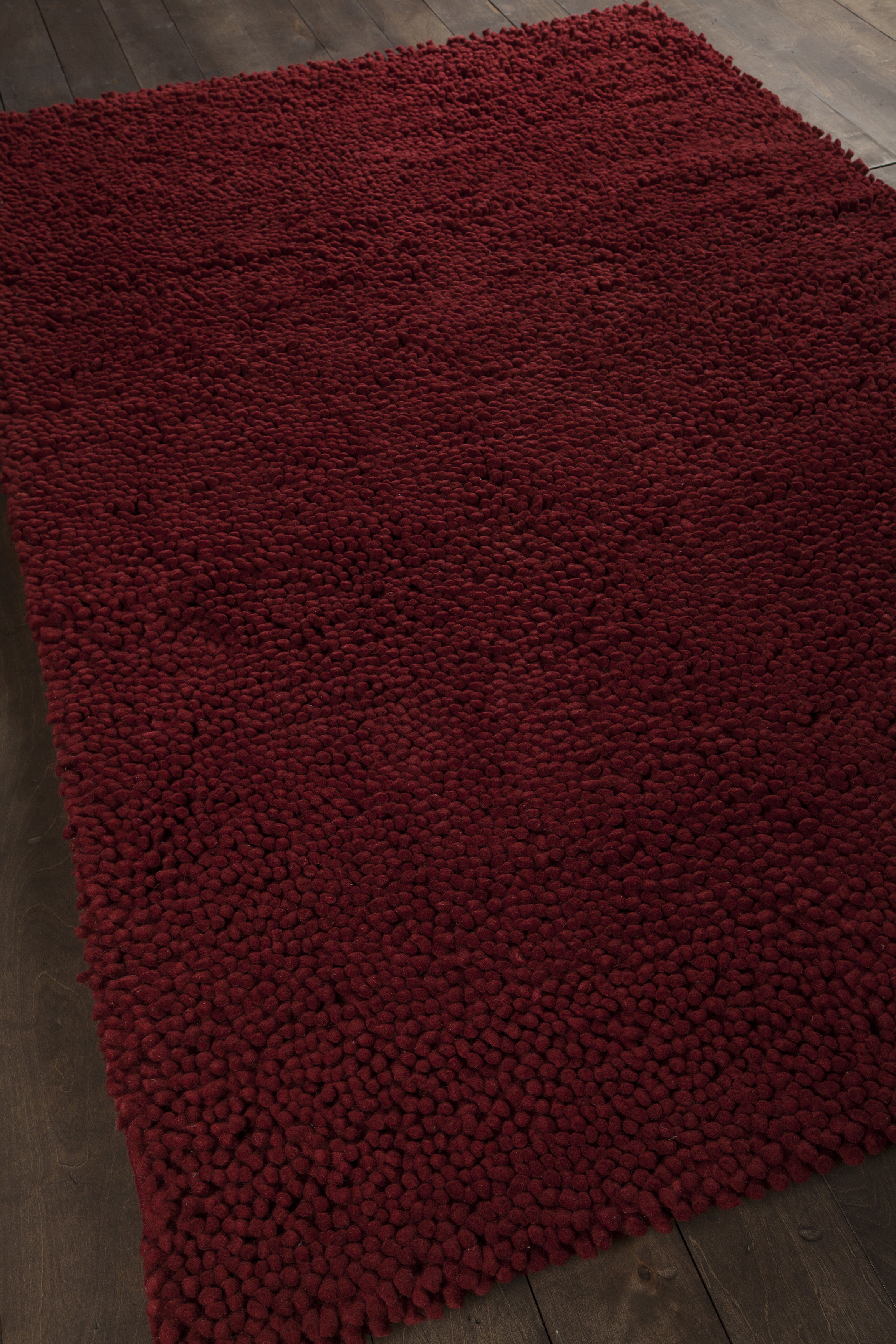 Chandra Rugs Strata Handmade Shag Wool Dark Red Area Rug | Wayfair