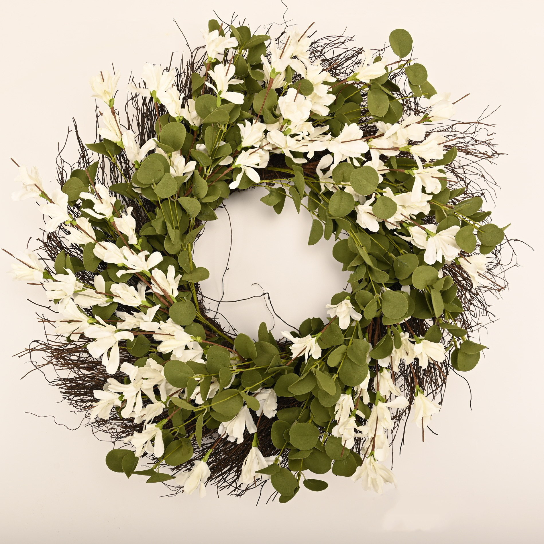 Primrue 22" Spring Forsythia Eucalyptus Wreath for Front Door & Reviews ...