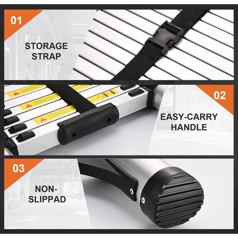 WFX Utility™ 12.5 FT Aluminum Lightweight Extension Ladder with 2 ...