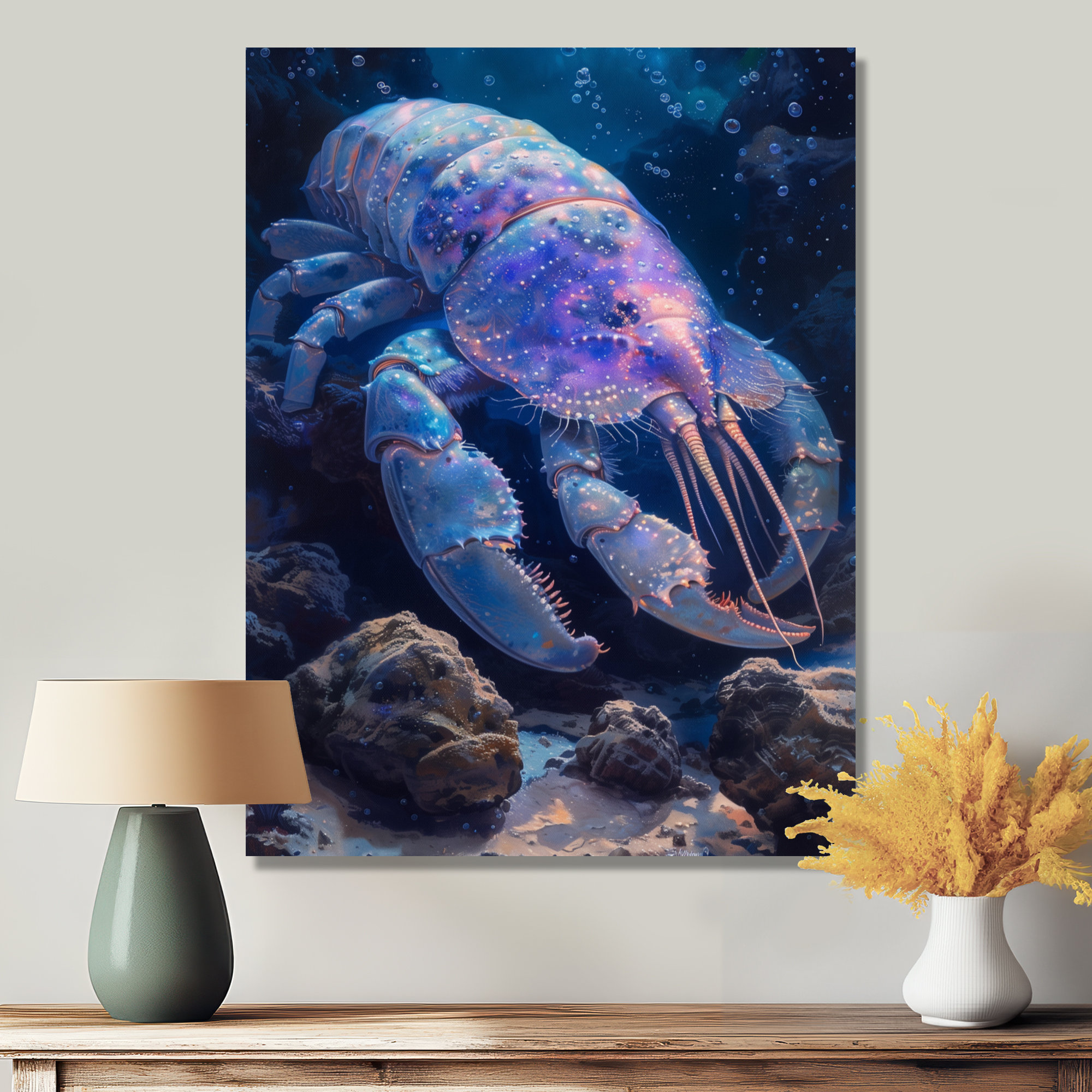 Beachcrest Home Blue Glowing Abyss Crabe Creatures - Sea Creatures Wall ...