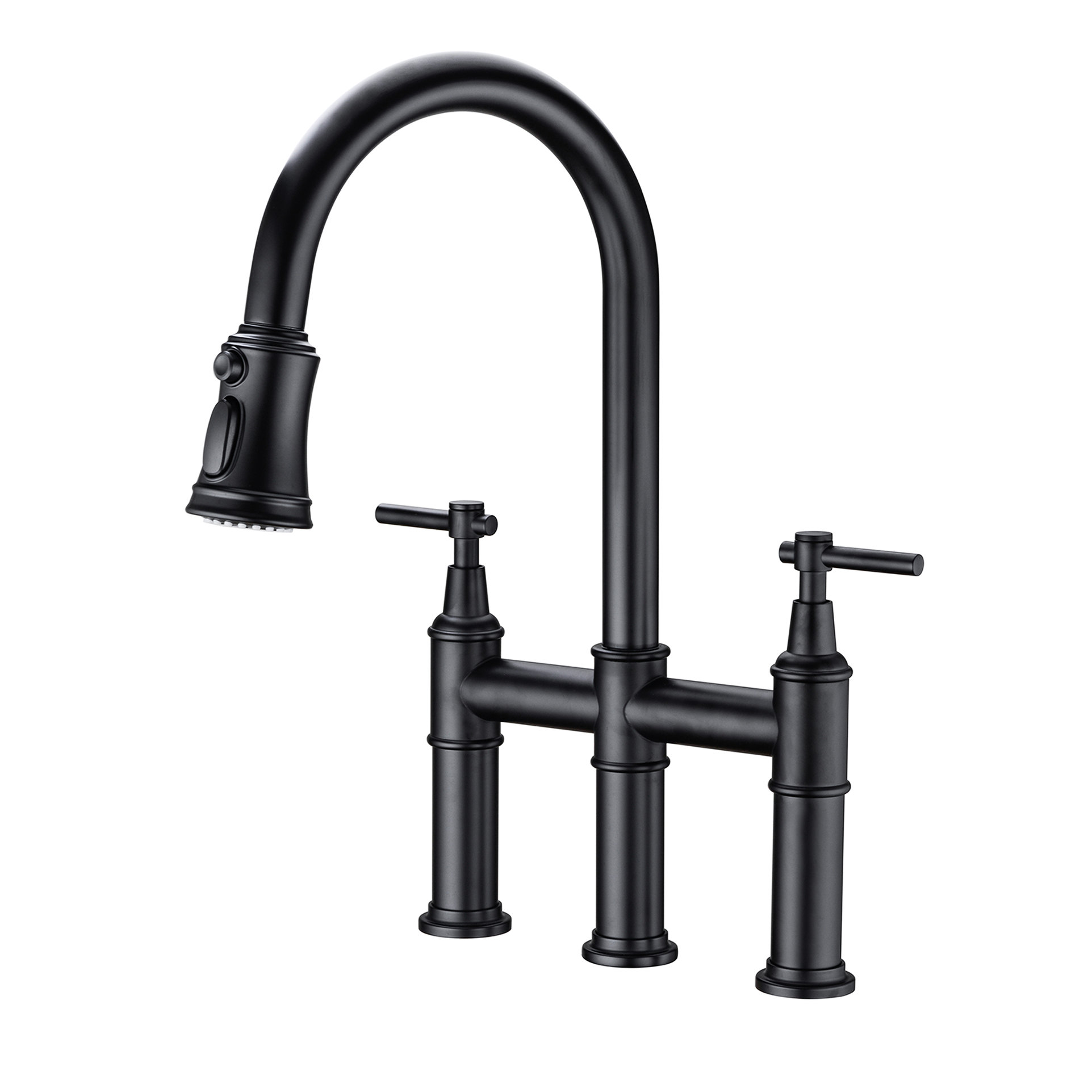 Latitude Run® Bridge Kitchen Faucet In Brushed Nickel With Pull-Down ...