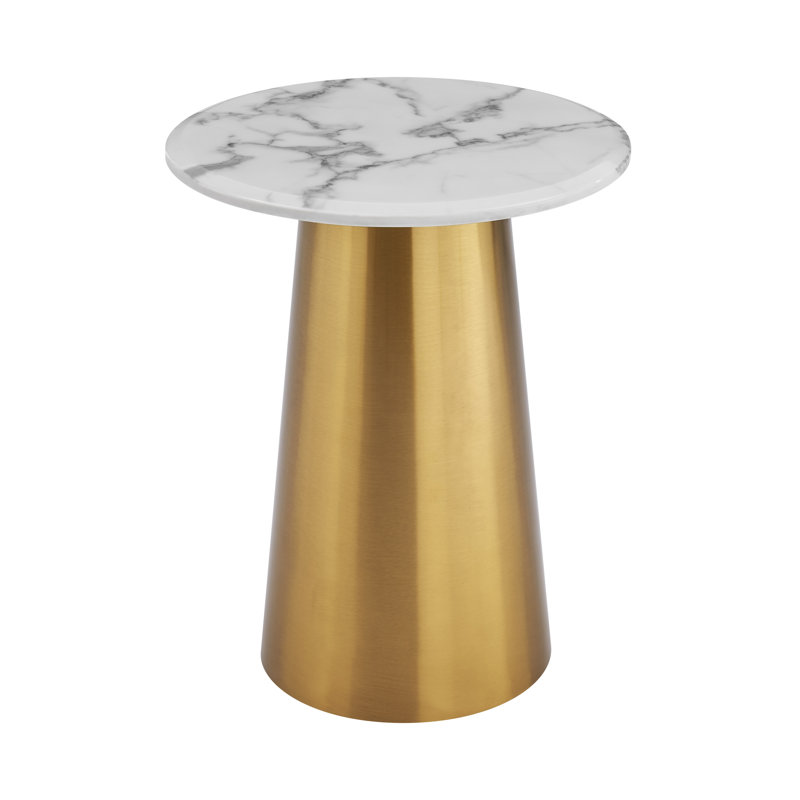 Everly Quinn Brookview White Marble and Gold Console Table Set | Wayfair