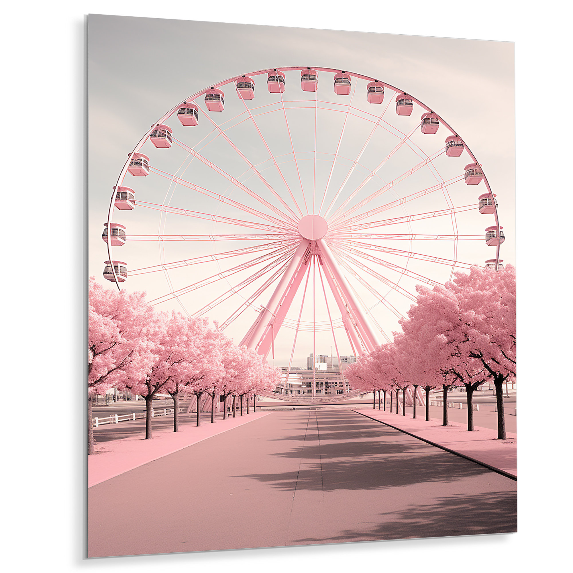 Ebern Designs Pink Ferris Wheel Magical Spin II - Amusement Parks Metal ...