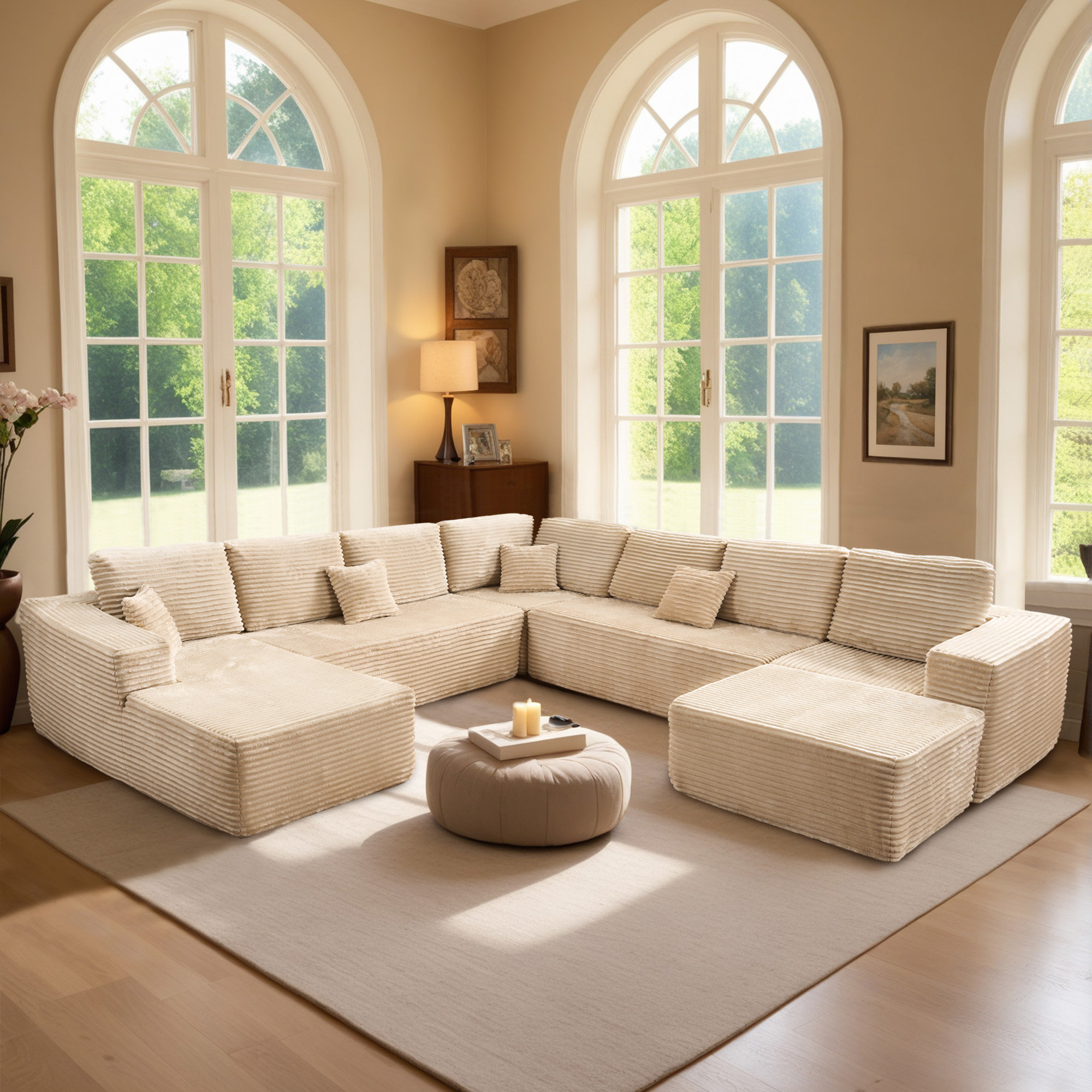 Wrought Studio™ Modern Upholstered Obayemi with Pillows - Spacious L ...