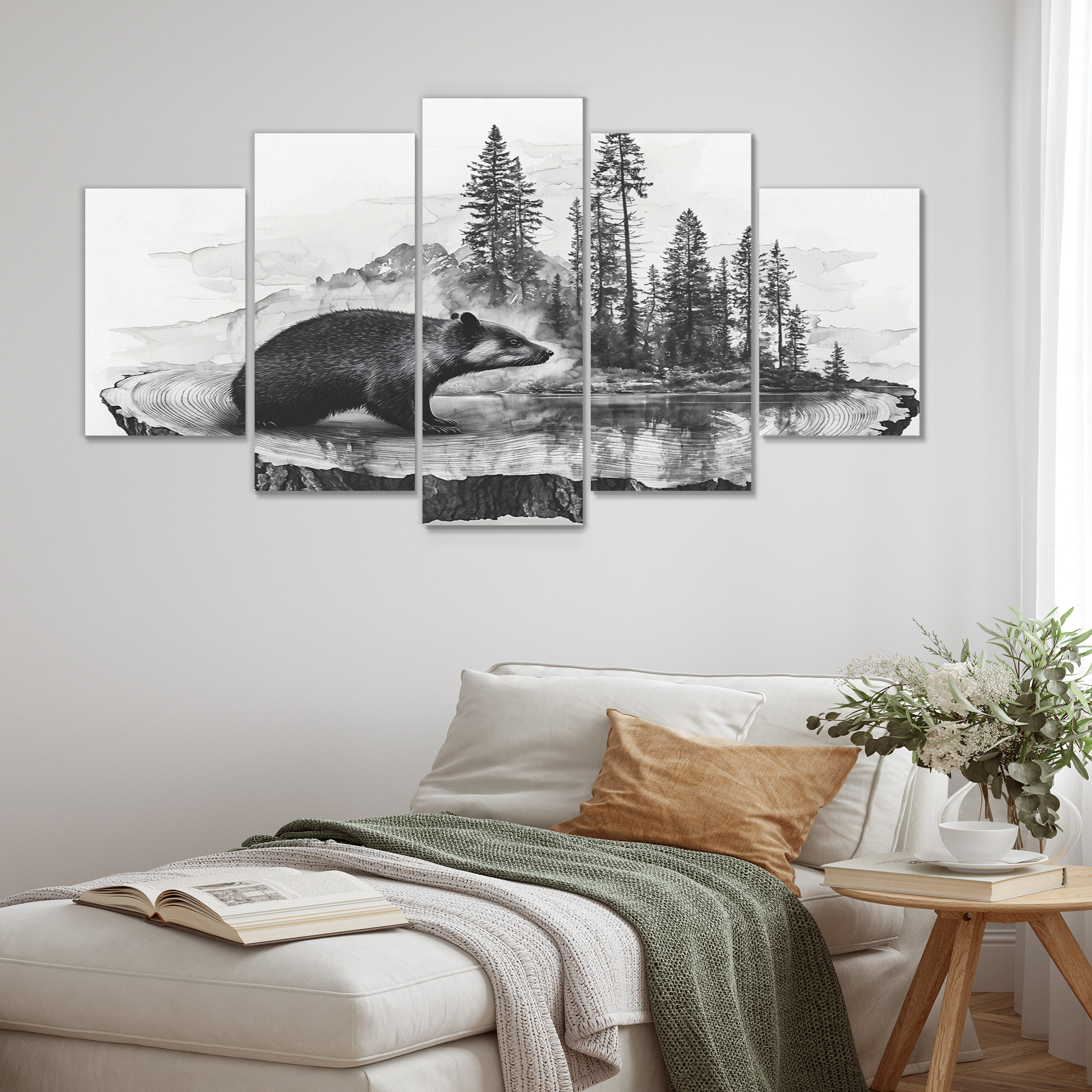 Loon Peak® Beaver In Pine Monochrome Wood Slide II - Beaver Wall Decor ...