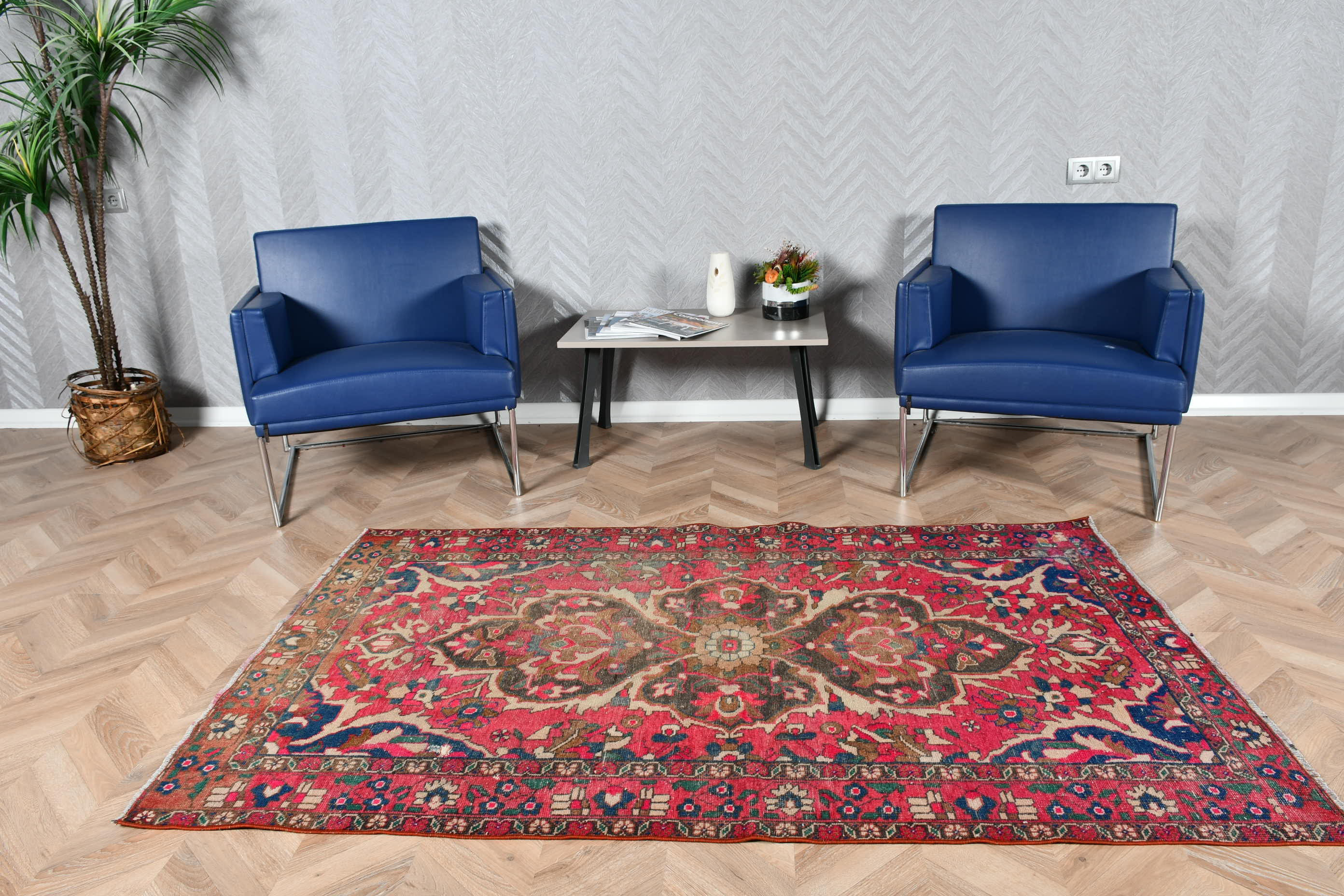 Bungalow Rose Red Boho Handwoven Rug Area With Antique Turkish Design ...