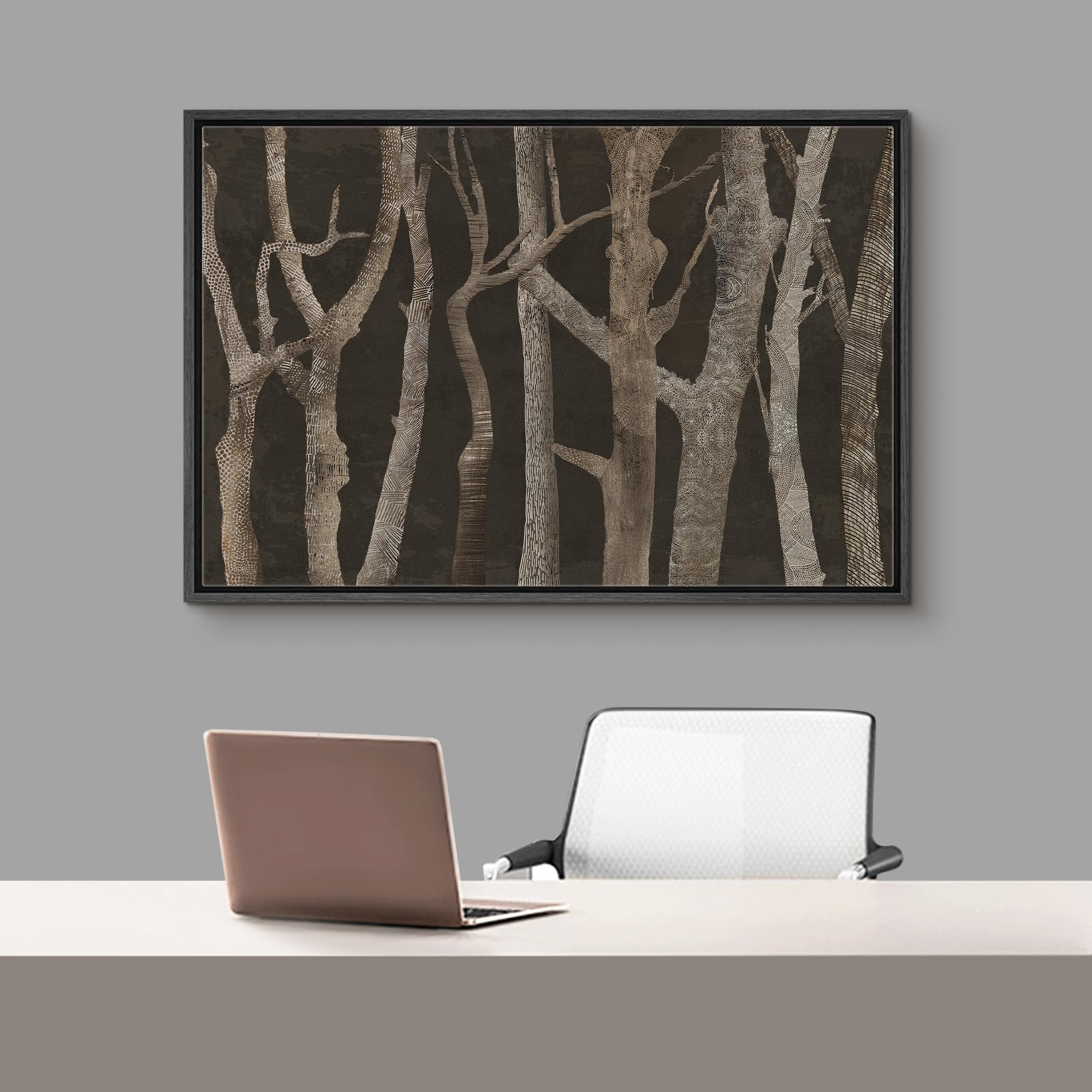 IDEA4WALL Abstract Forest Brown Trunks Of Birch Trees Farmhouse Decor ...