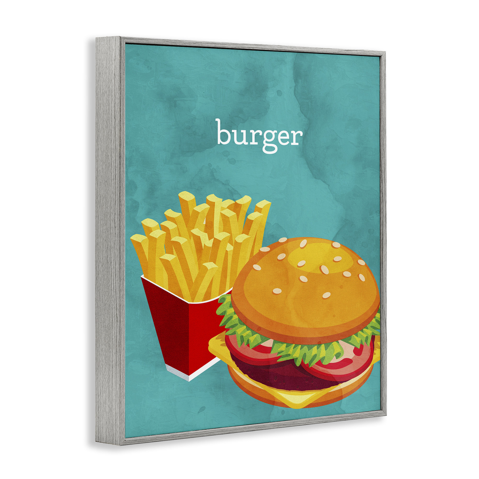 George Oliver Satisfying Burger & Fries Framed Giclee, design by Kim ...