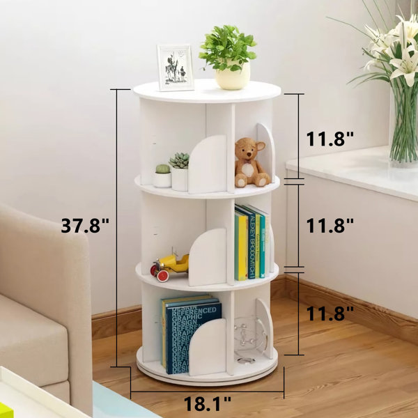 Latitude Run® 360° Rotating Stackable Shelves Bookshelf Organizer ...