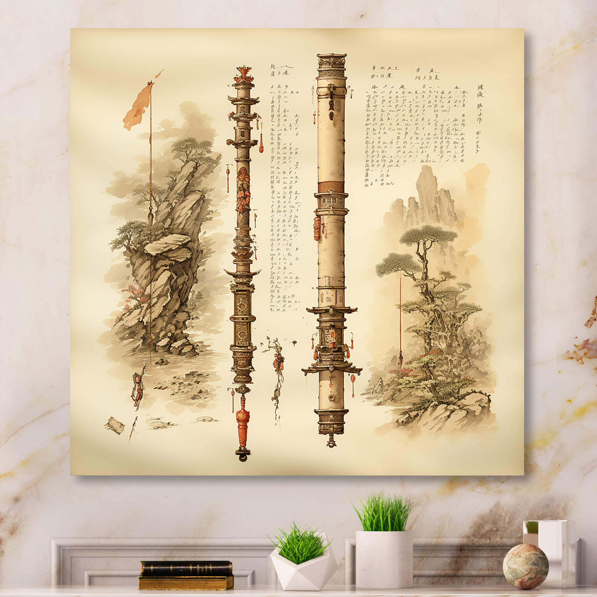 Trinx China Scrolls Of Antiquity III - China Art Metal Wall Art | Wayfair