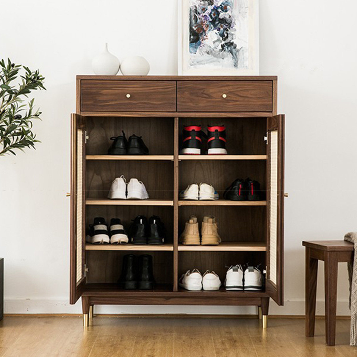 Rite Treasure 45.28" Rectangular Solid Wood Shoe Storage | Wayfair