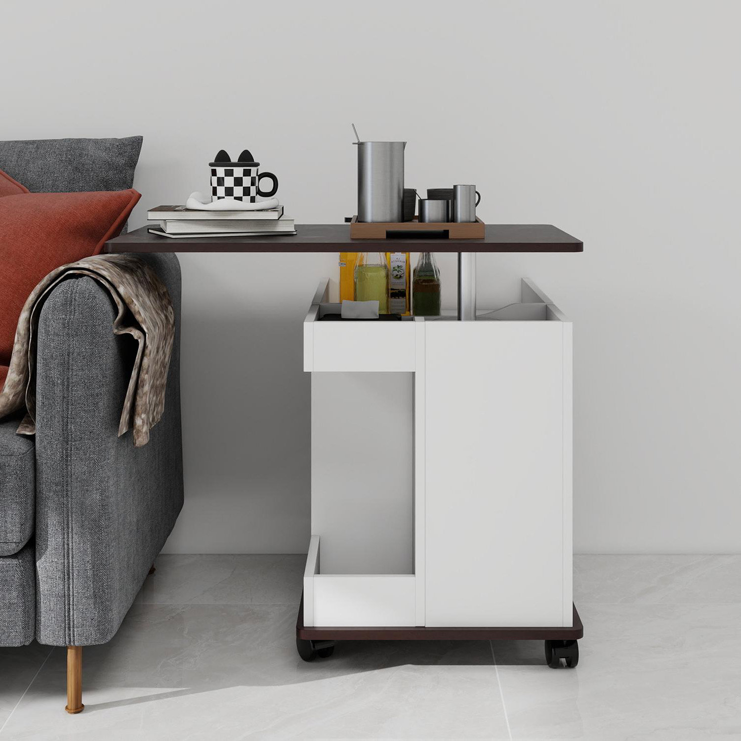 Brayden Studio Modern Multi-function Adjustable Sofa Side Table With ...