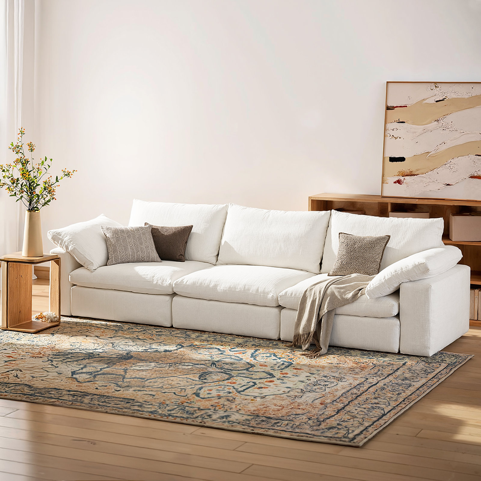 Latitude Run® 110.2" Cloud Modular Sectional Sofa, 3 Seater White Cloud ...