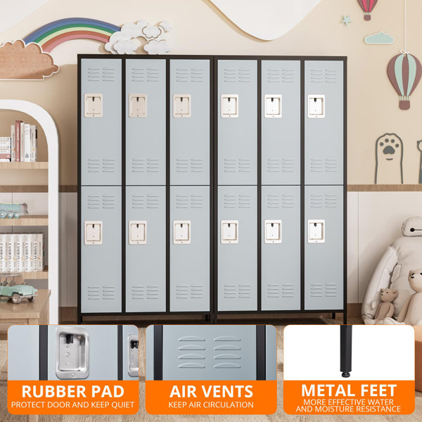 Steelcube 35.5 Inch Wide Metal Large Employee Locker with 6 ...