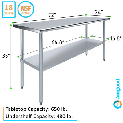 Amgood Stainless Steel Top Height-Adjustable Workbench & Reviews | Wayfair