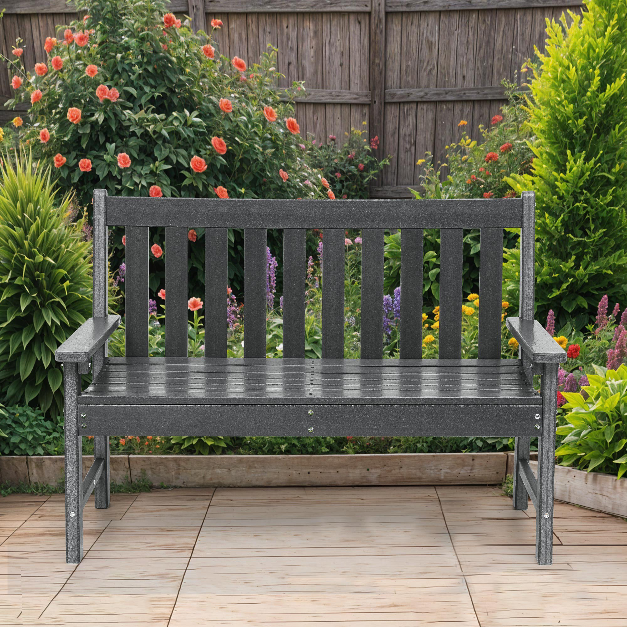George Oliver Sturdy and All-Weather Grey Garden Bench - Wayfair Canada