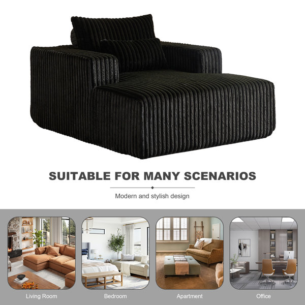 Latitude Run® Oversized Upholstered Chaise Lounge Indoor, No Assembly ...
