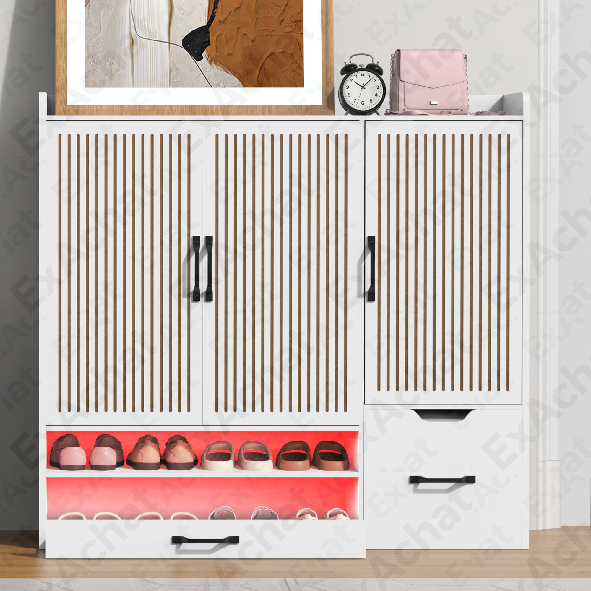 Ebern Designs Multi-functional Shoe Cabinet with Adjustable Shelves ...