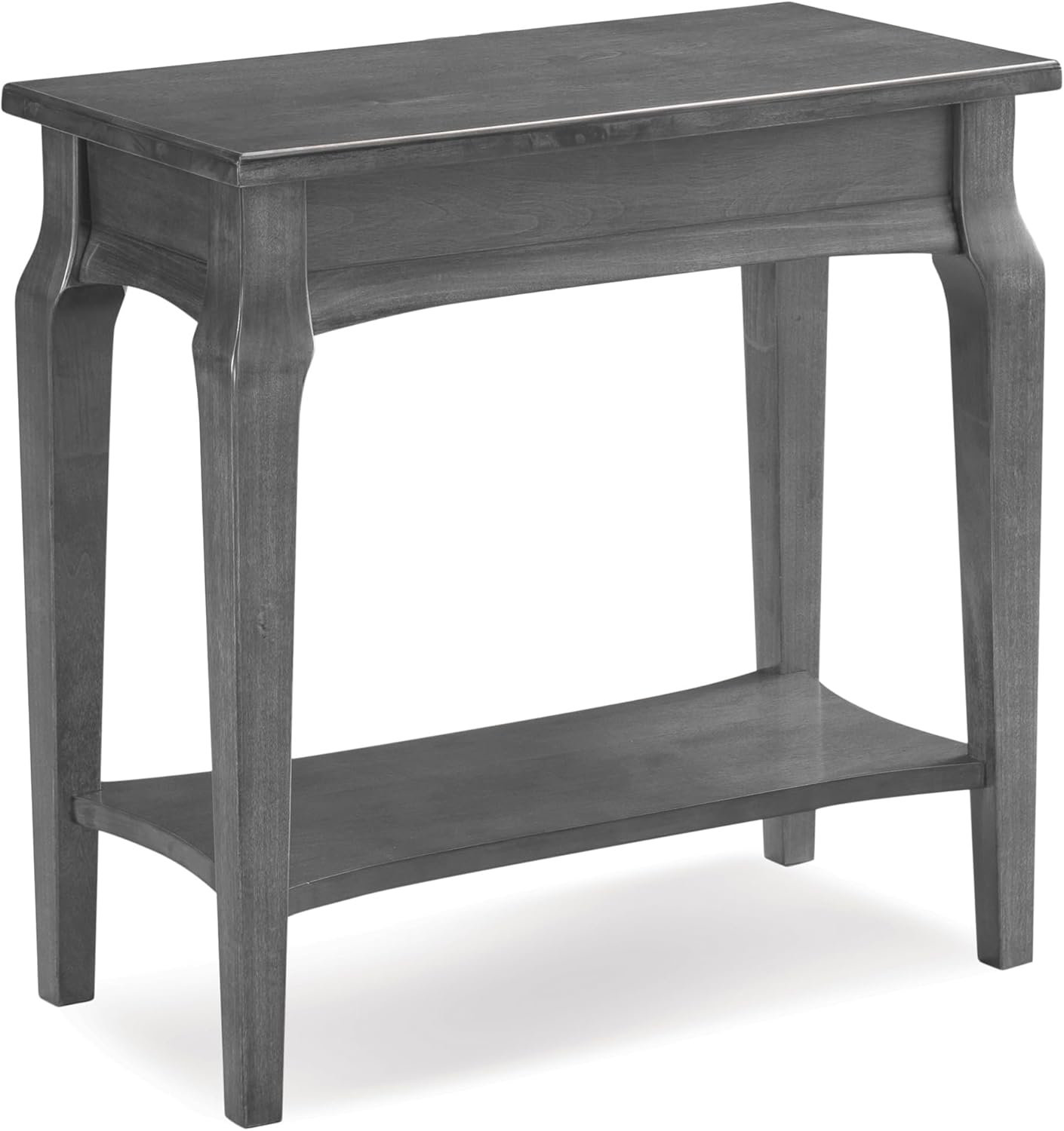 Red Barrel Studio® Stratus Narrow Side Table With Bottom Shelf - Solid Wood, Smoke Gray Finish ...