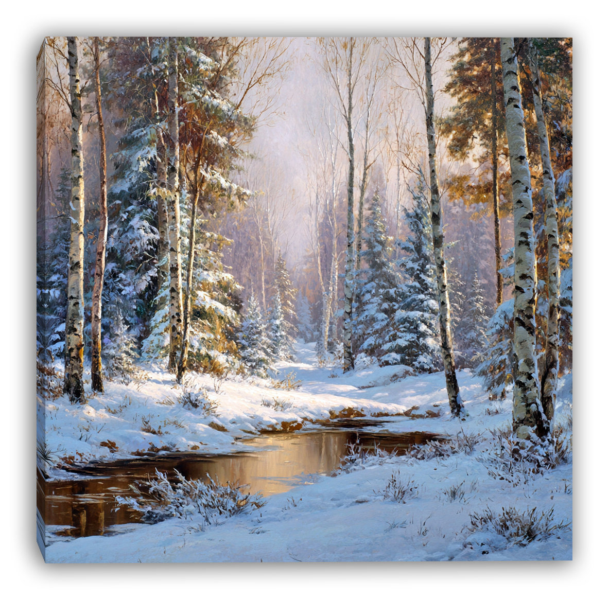 Ophelia & Co. Birch Woods in Snow Wrapped Canvas Wall Art | Wayfair