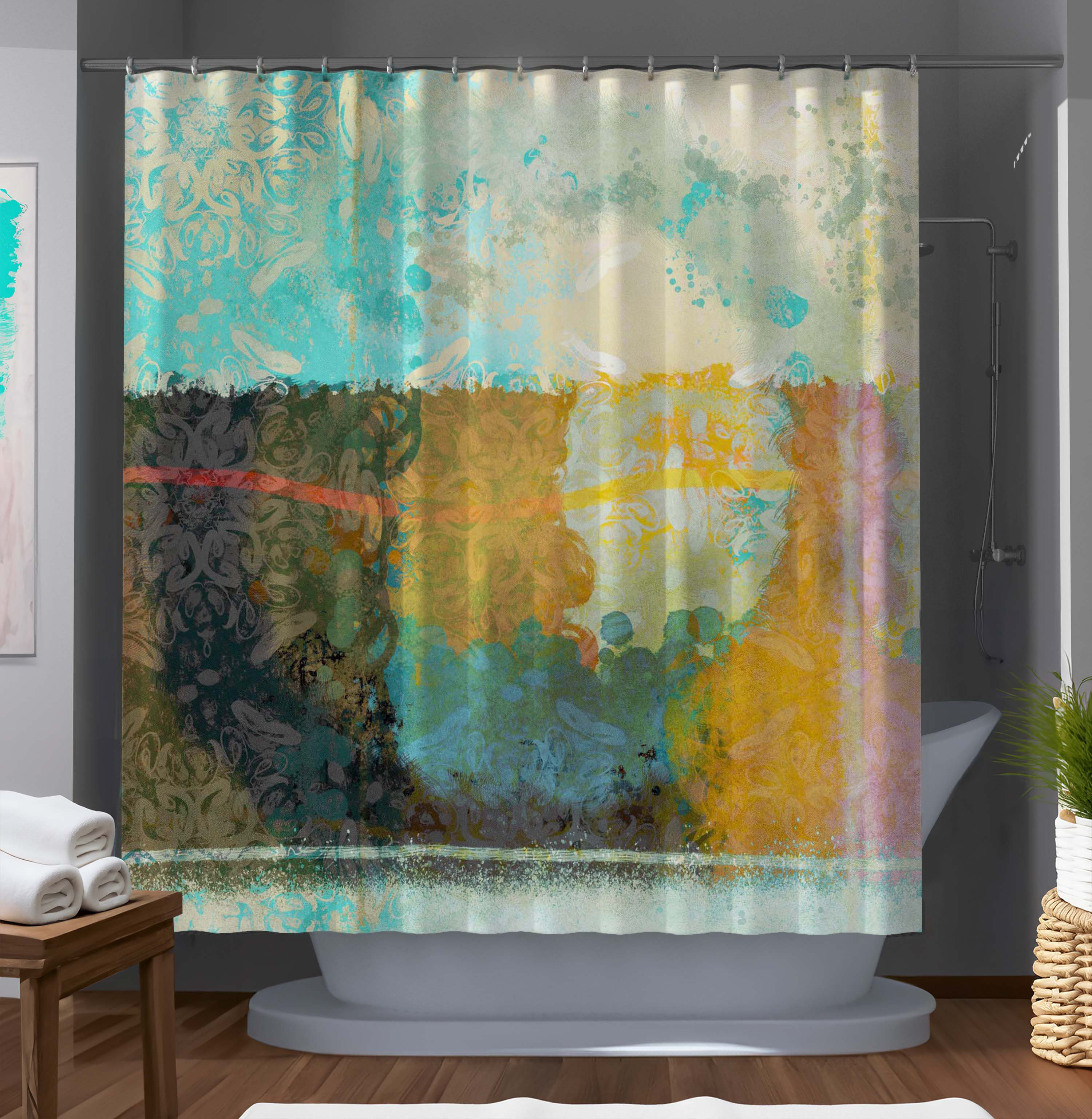 East Urban Home Hawden Abstract Shower Curtain | Wayfair