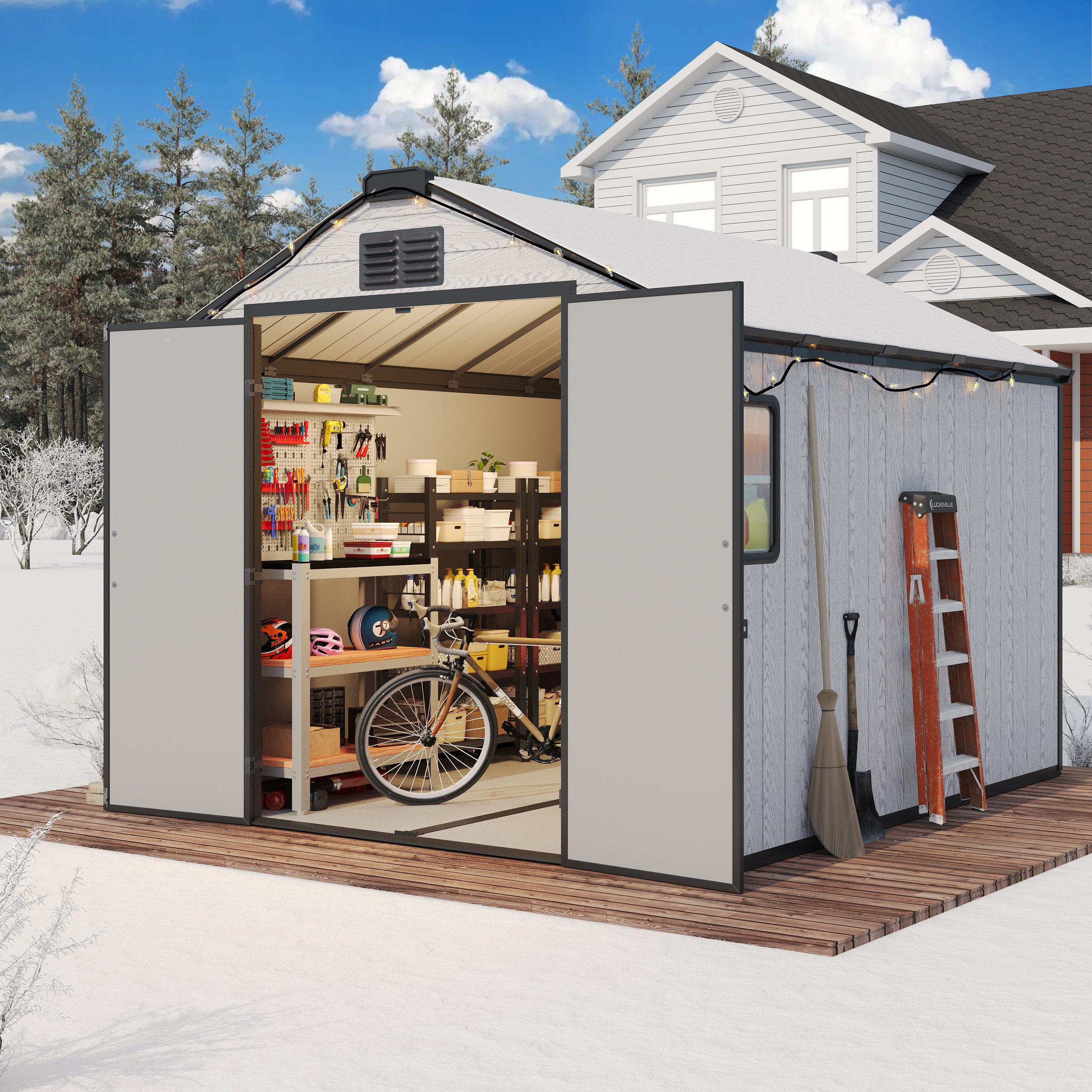 EROMMY 8 Ft. W X10 Ft. D Resin Outdoor Storage Shed With Floor For ...