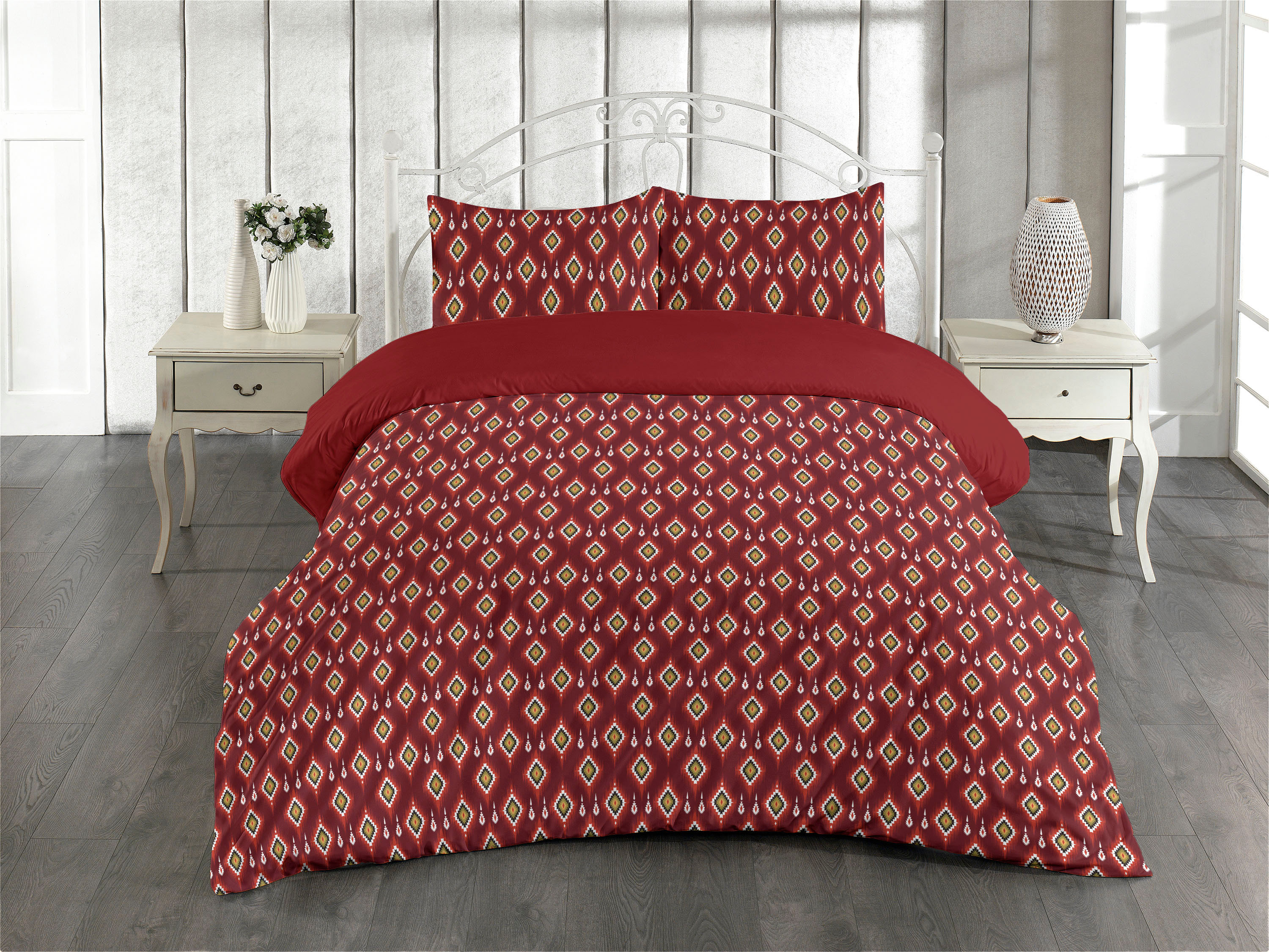 Ambesonne Aztec Duvet Cover Set Rhombus Pattern Ethnic Vibes Raspberry ...