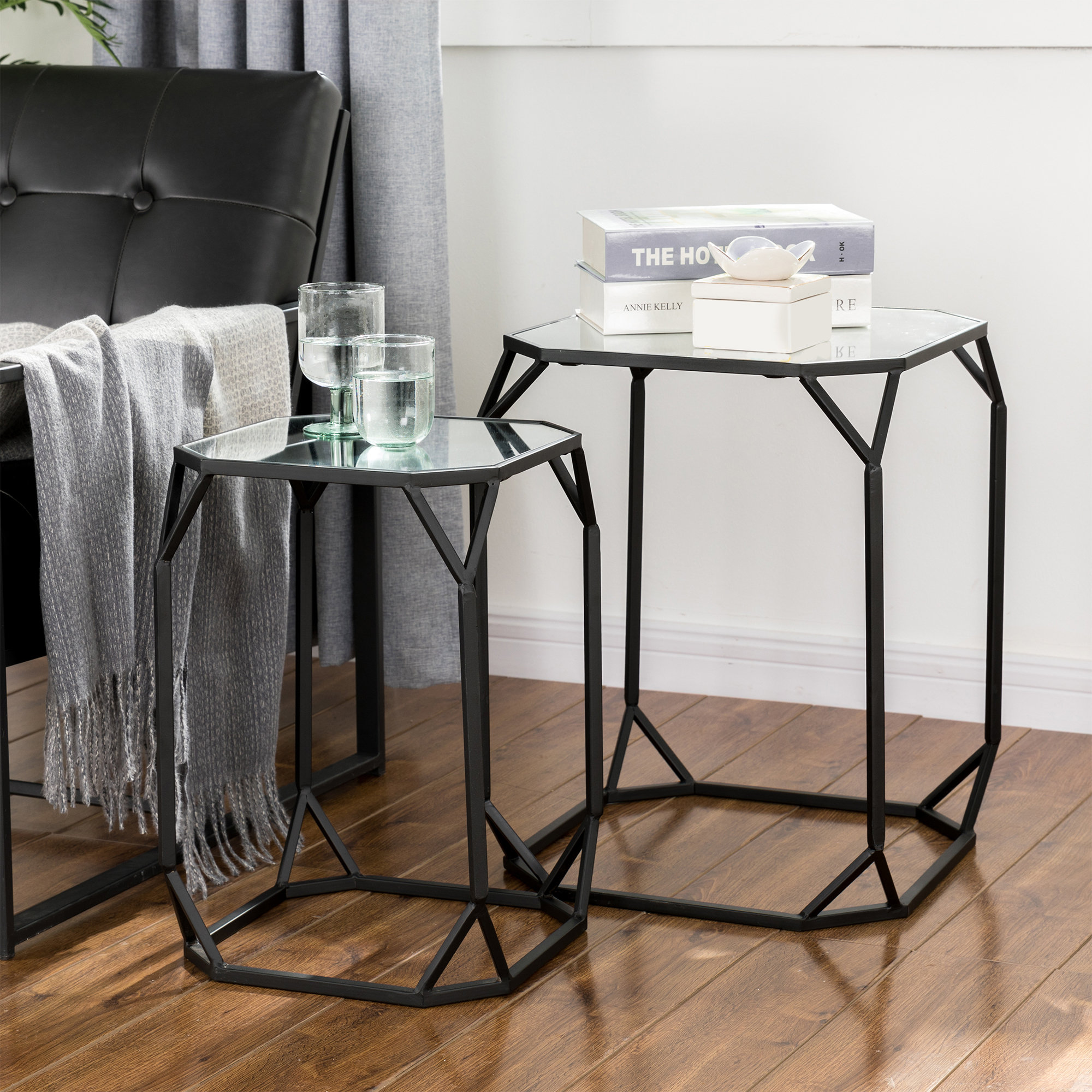 Mercer41 Huguley Glass Top Nesting Tables & Reviews | Wayfair