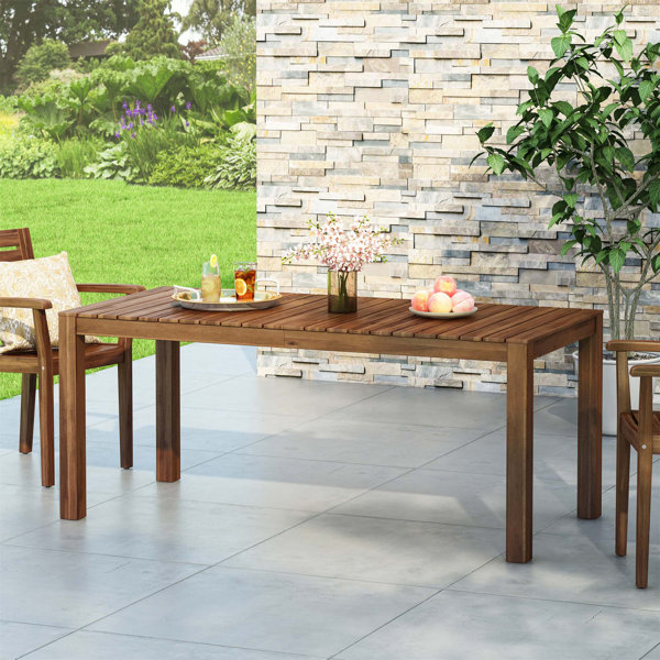 Millwood Pines Outdoor Rustic Solid Wood Dining Table & Reviews | Wayfair