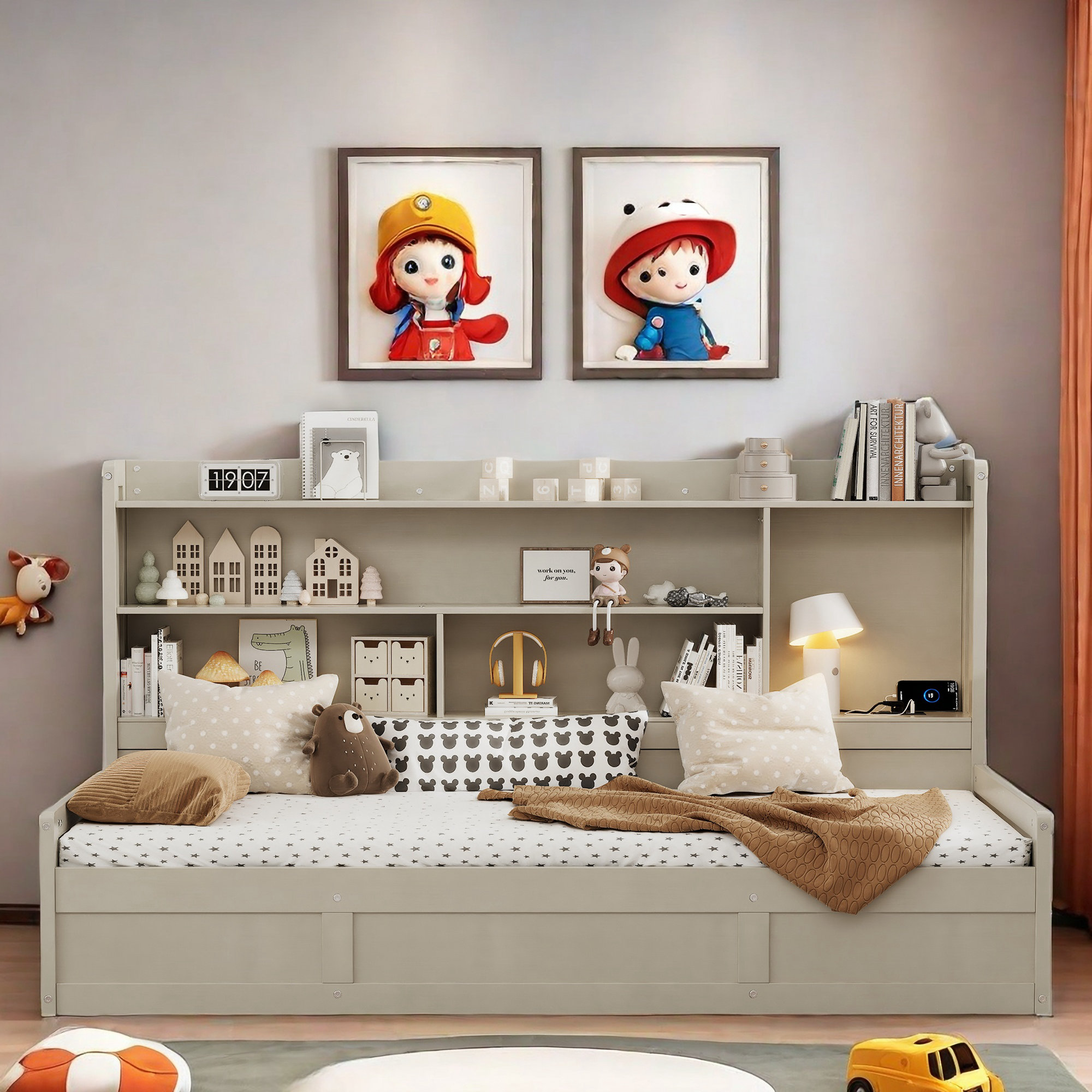 Wildon Home® Daybed With Storage Bookcases, Underneath Storage Space ...